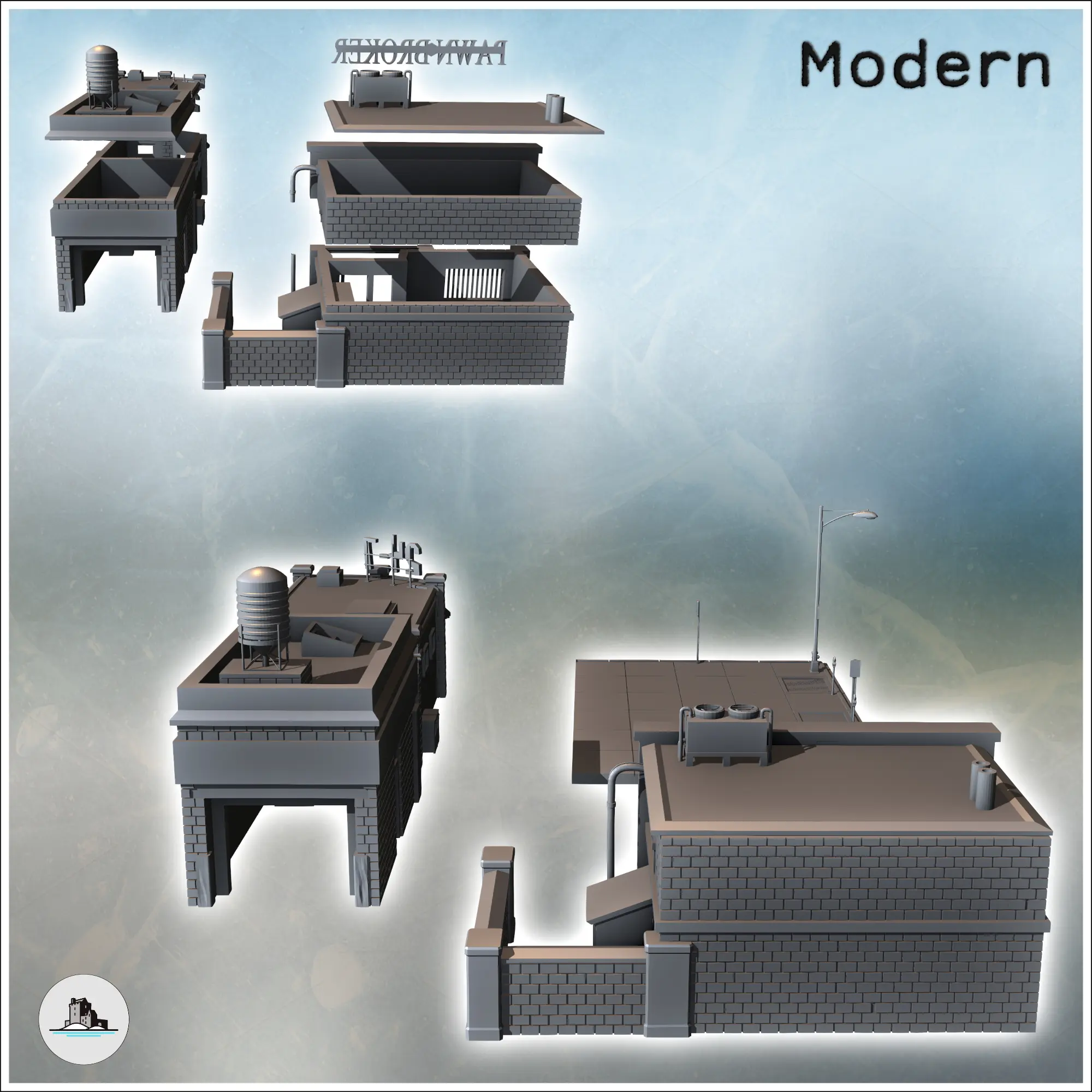 Miniature Games & Accessories STL Download - Set of three brick urban ...