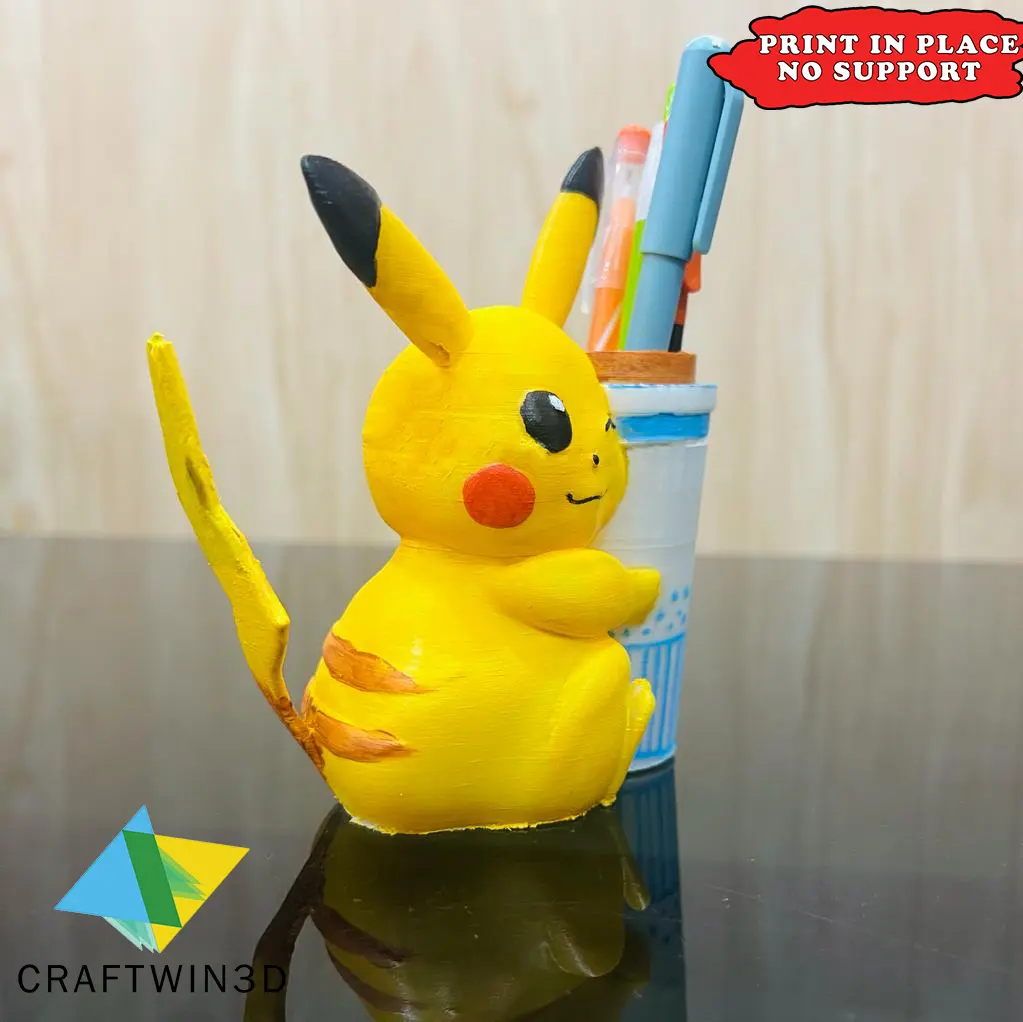 Stationery & Learning Tools STL Download - Pikachu pen holderby CraftWin3d