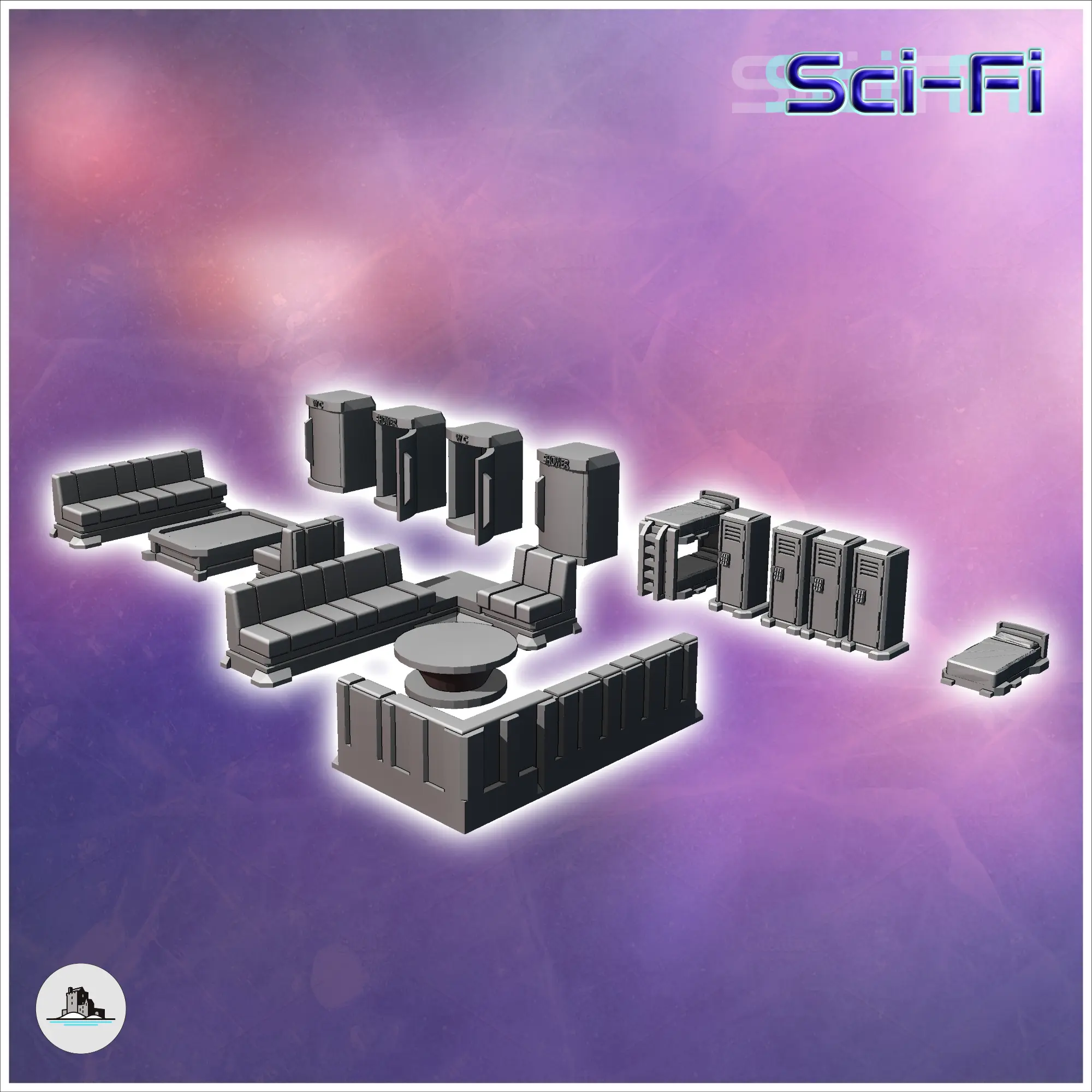 Props & Terrain STL Download - Set of futuristic Sci-Fi interior ...