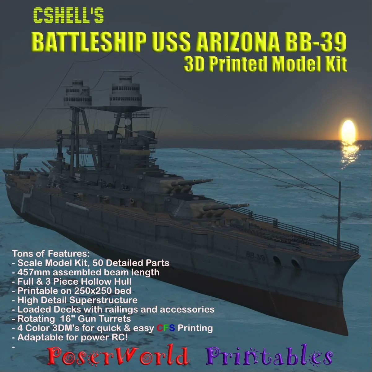 3D Printer Files | 3MF File | Battleship USS Arizona Model Kit by ...