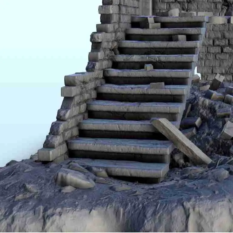 Other STL Download - Corner ruins with stair 22 - miniatures scenery ...