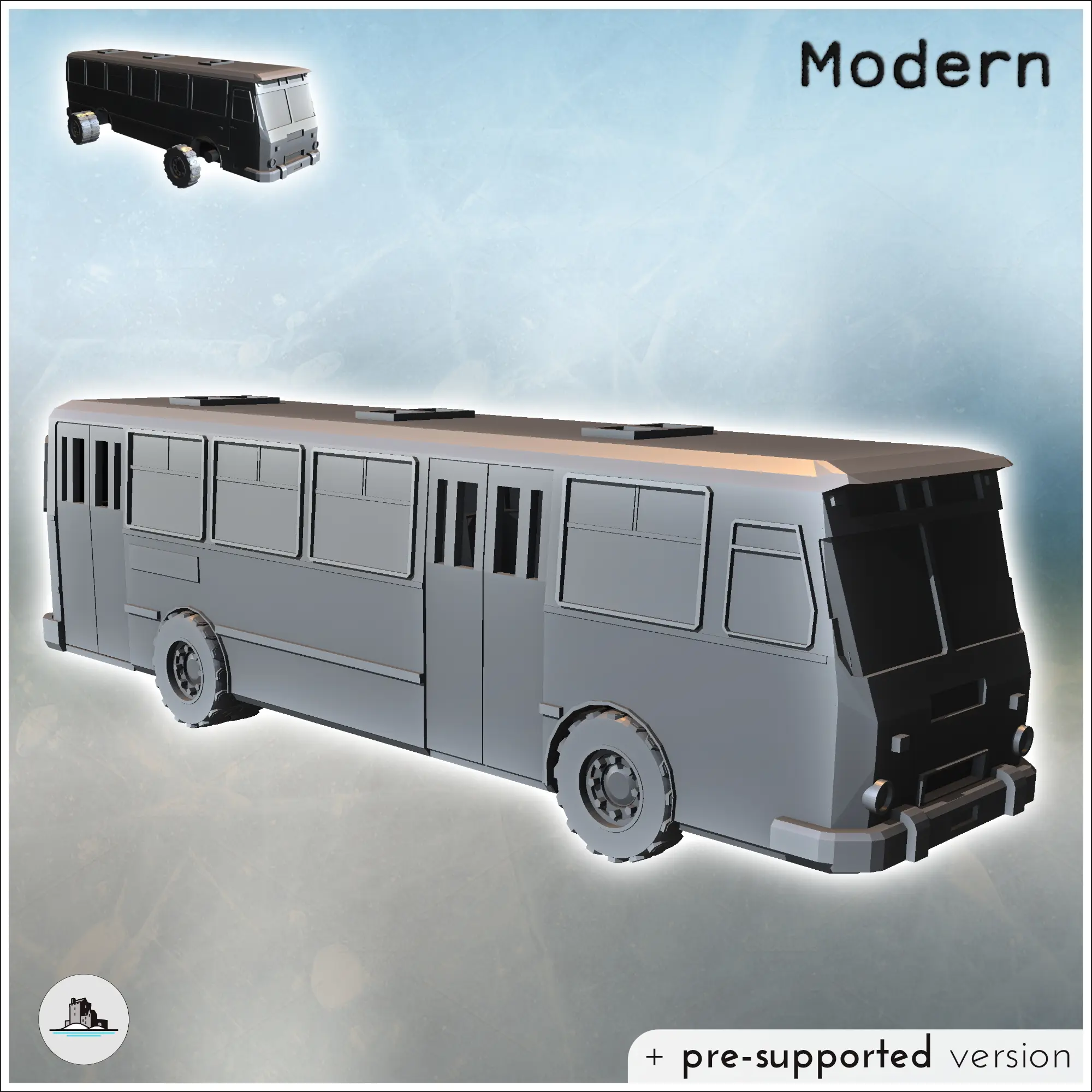 Modern city bus with four wheels and double side doors (4) - | 3D ...
