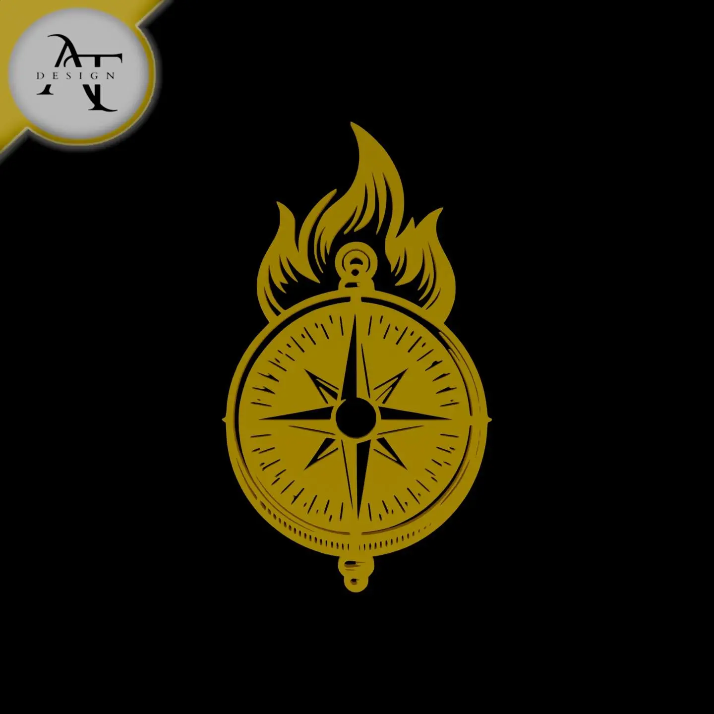 Home Decorations & Ornaments STL indir - Flame compass - Silhouette ...