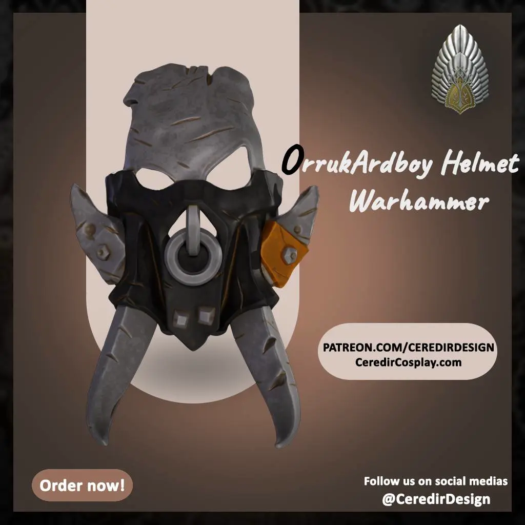 Cosplay STL Download - Warhammer Orruk Ardboy Helmet 3d digital ...