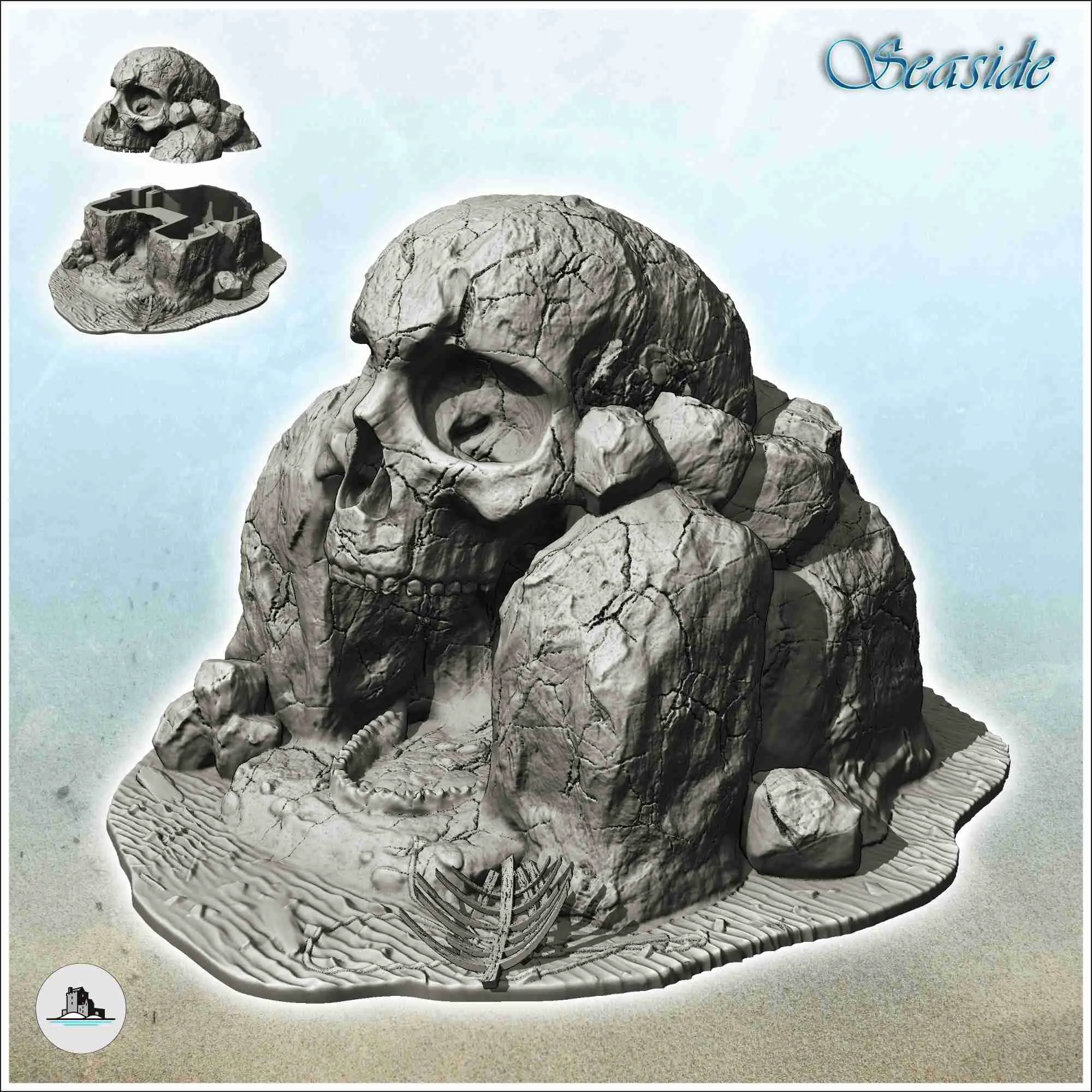 Other STL Download - Stone island with skull-shaped rock and cave (6 ...