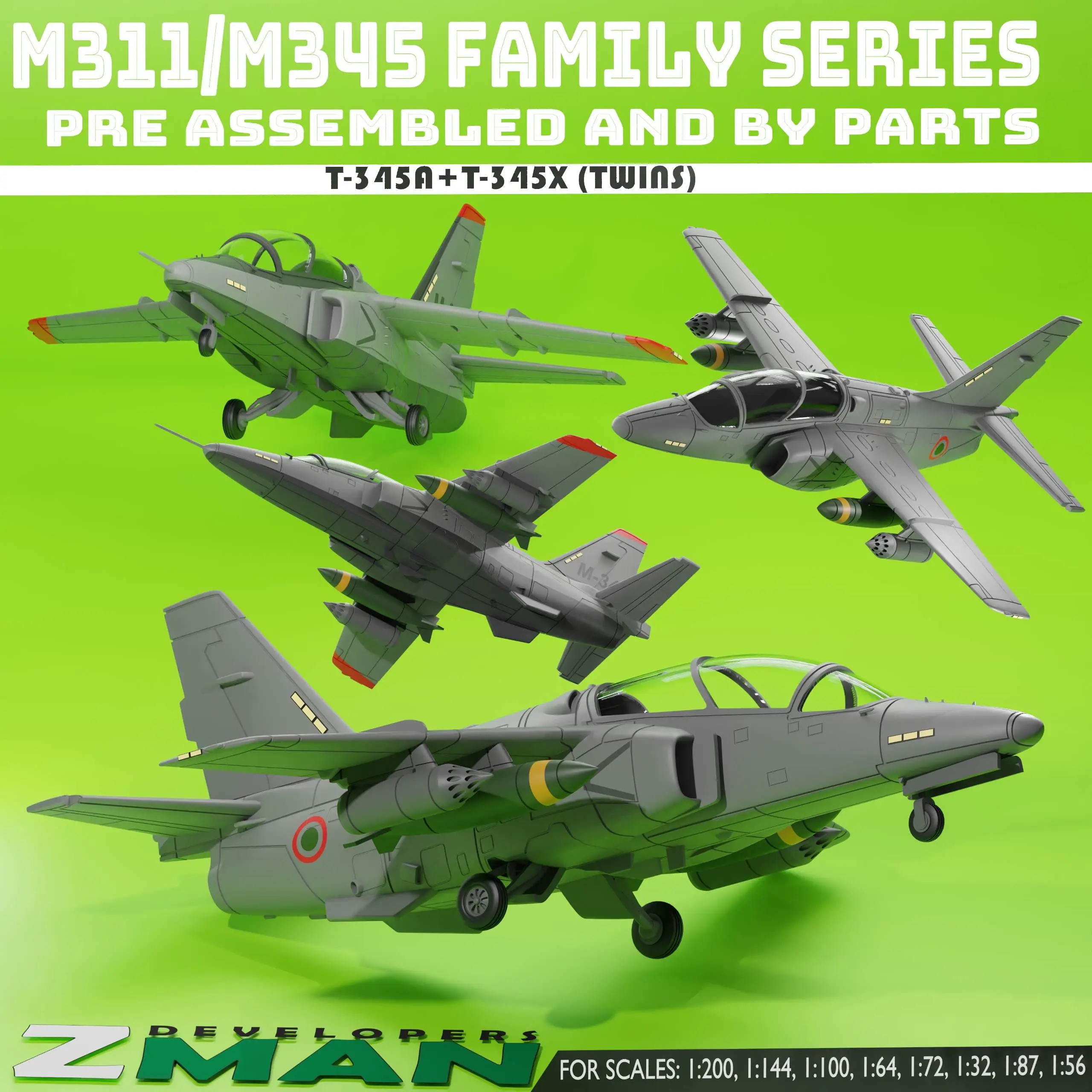 Drones & Aircraft STL Descarga - Aermachi T-345A+M-345A (TWINS PACK) V3 ...