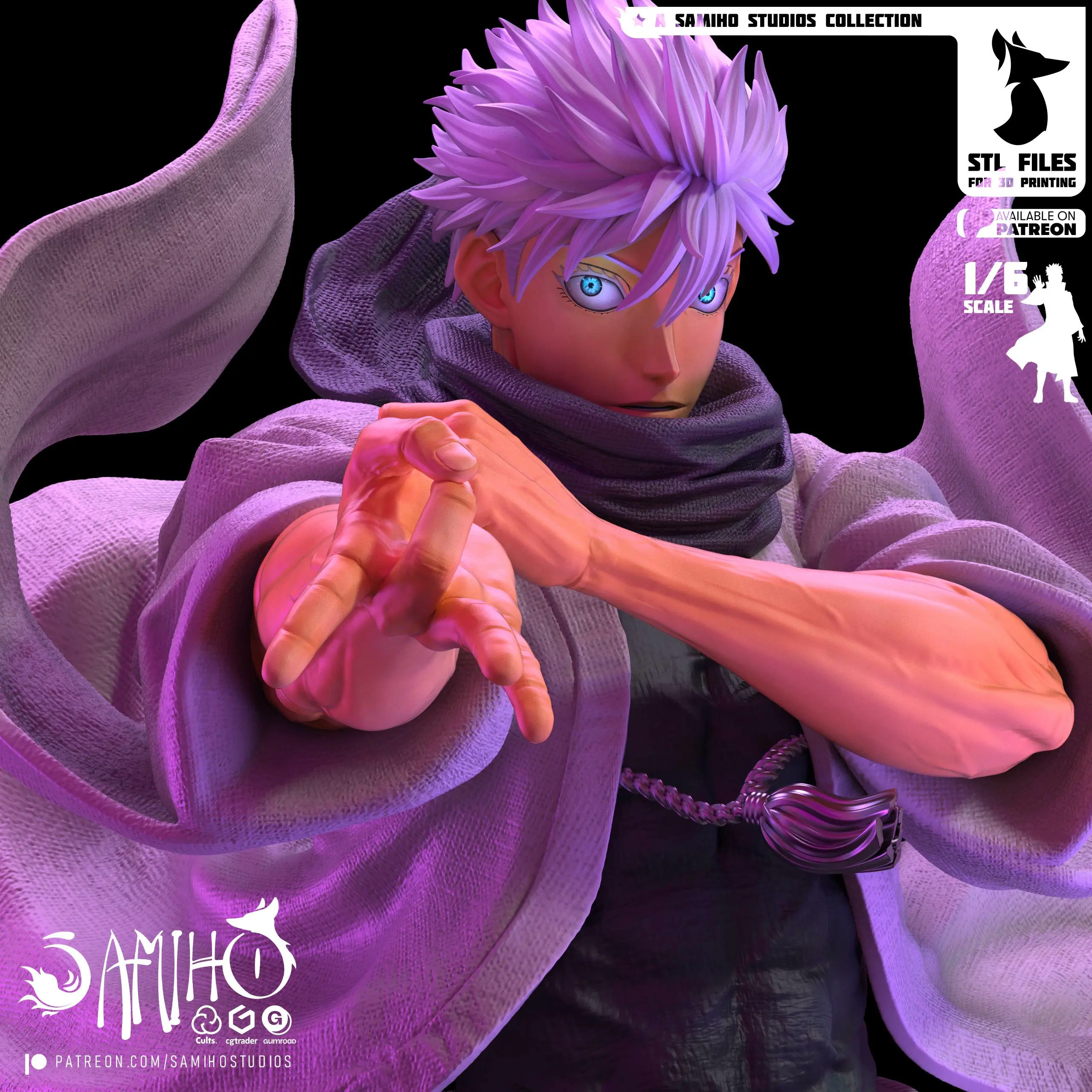 Characters & Creatures STL Download - Samiho Studios - Satoru Gojo ...