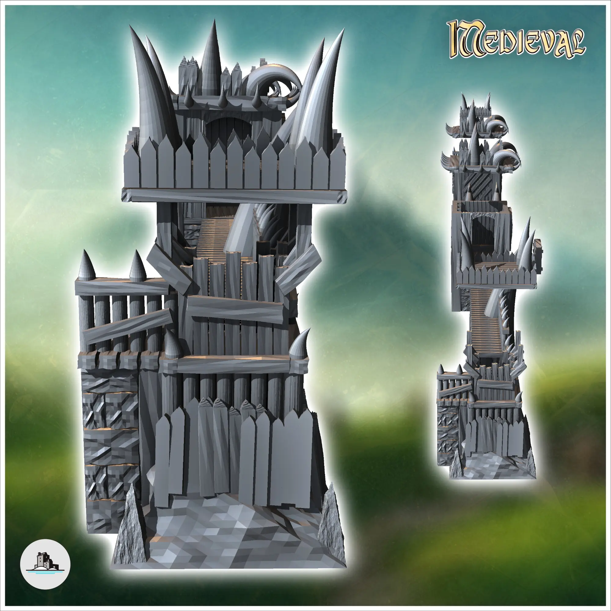 Characters & Creatures STL Download - Medieval modular orc wall with ...