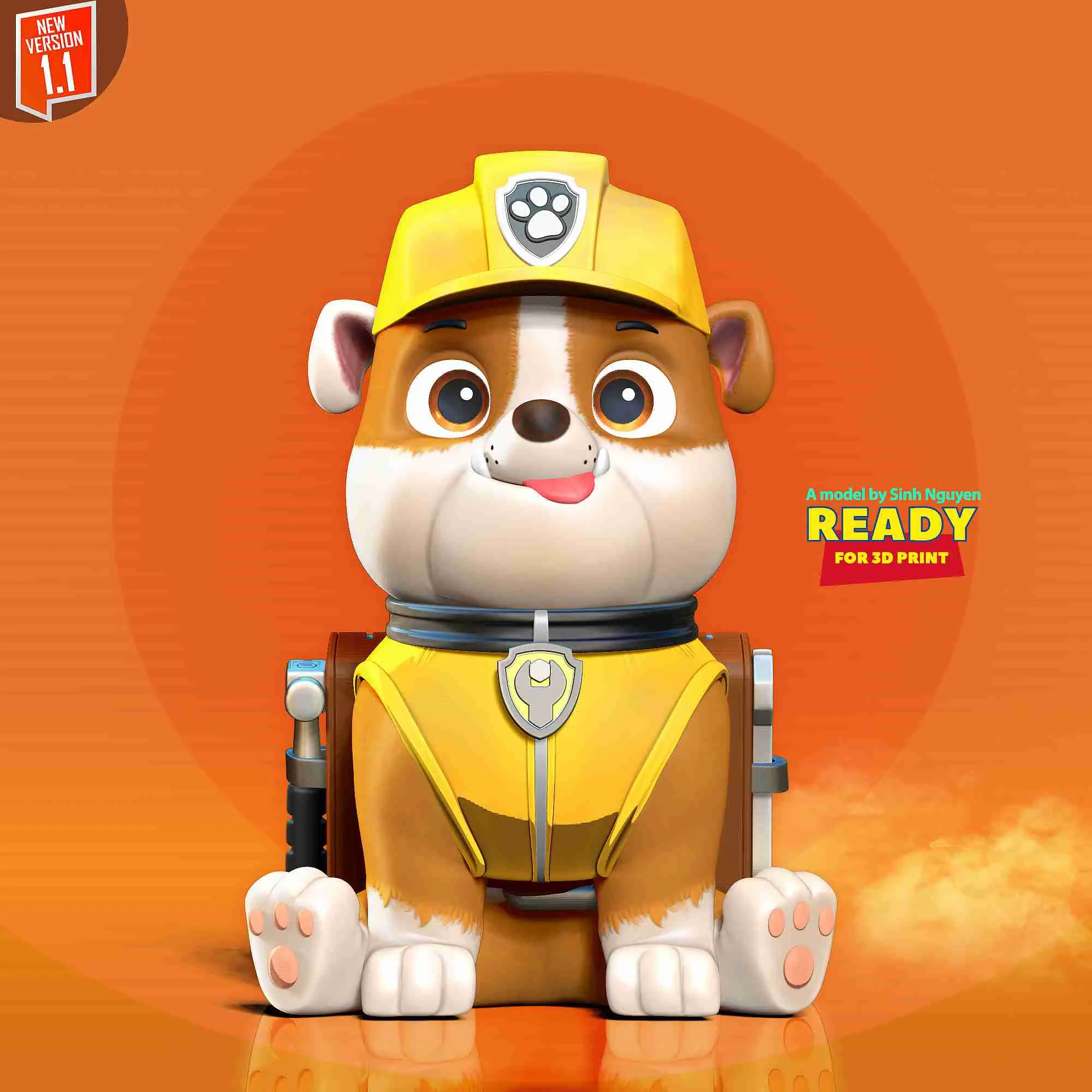 Characters & Creatures STL Download - Rubble - Paw Patrol Fanartby nlsinh