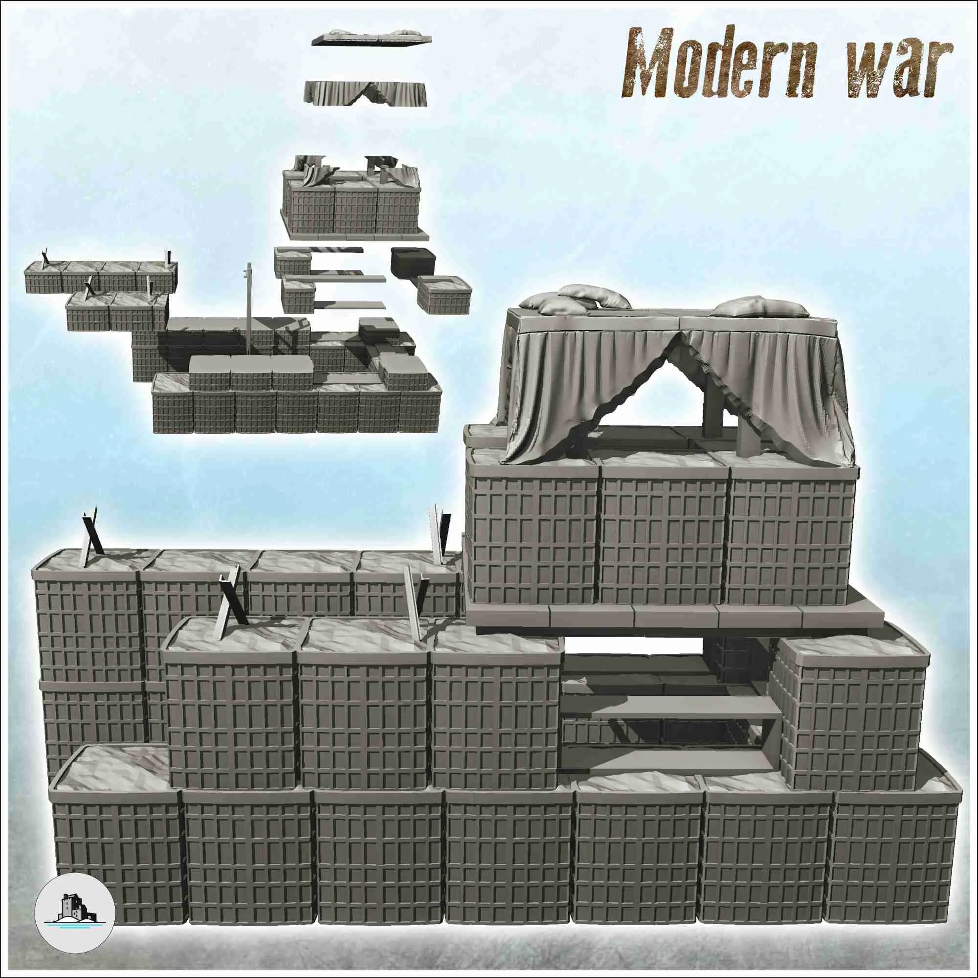 Other STL Download - Fortified shooting range with hesco and barbed ...