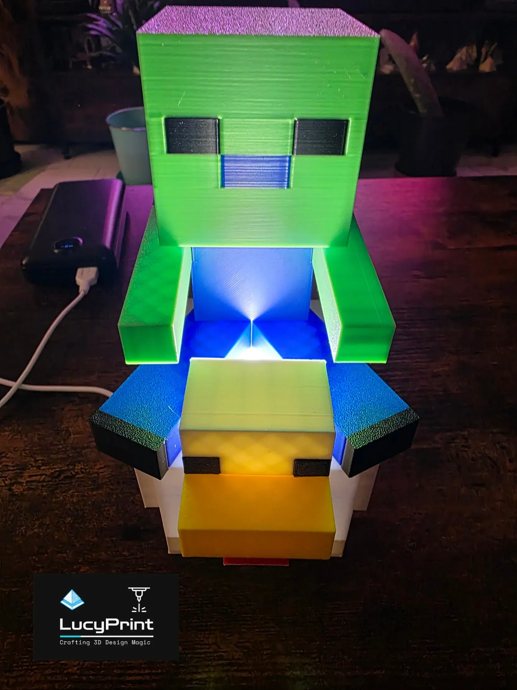 3D Printer Files | 3MF File | Minecraft Chicken Rider 3D Lightbox ...