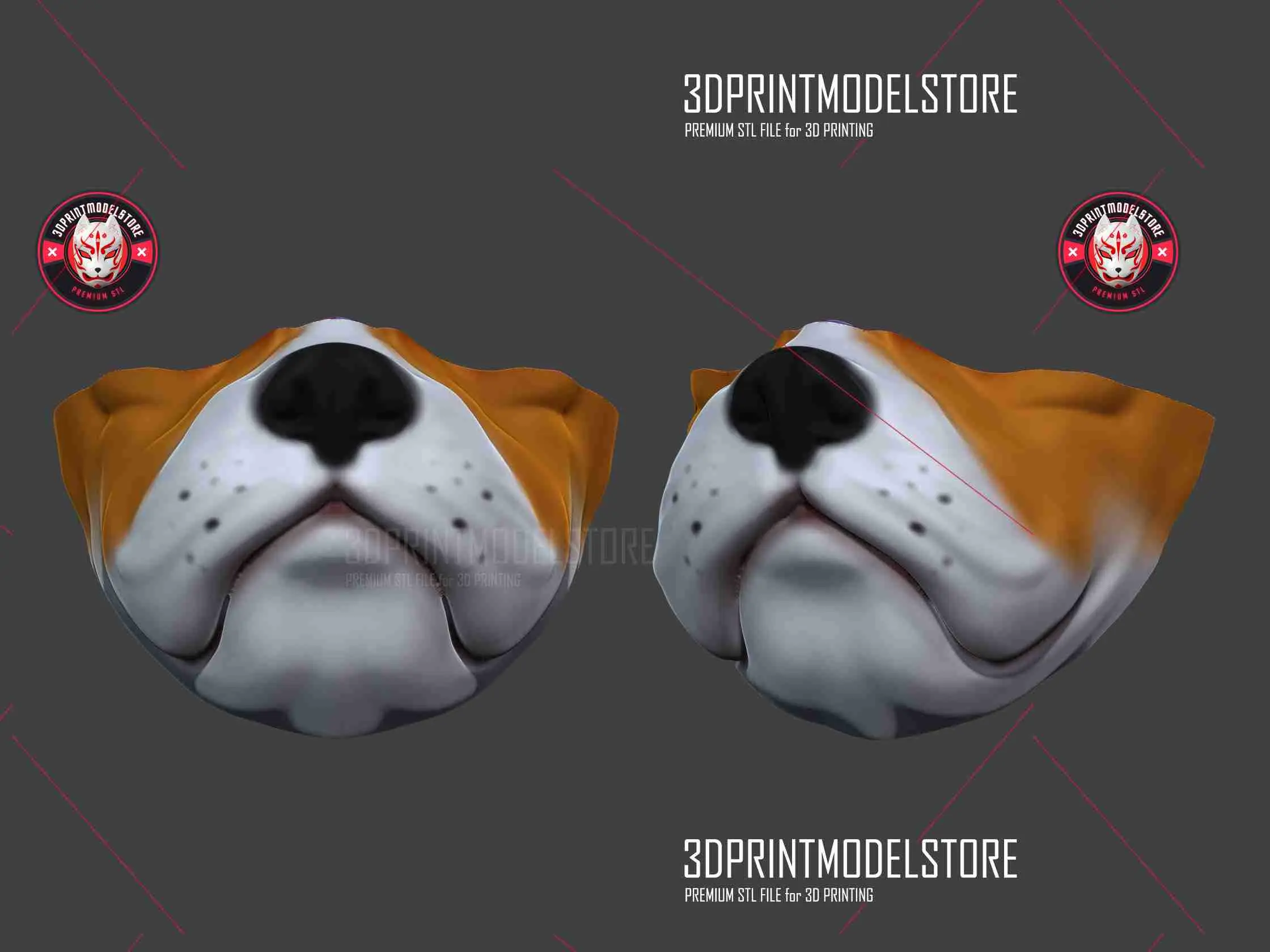 Cosplay STL Download - Bulldog Half Mask - Halloween Cosplay Facemaskby ...