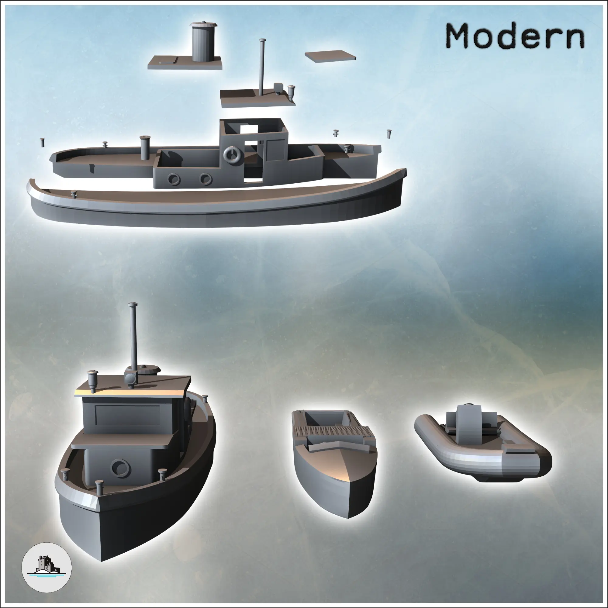 Other STL Download - Set of three boats with canoe and ship (1 ...