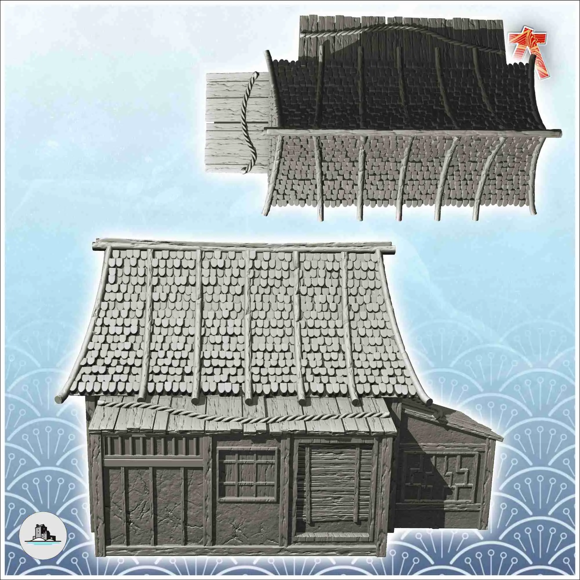 Asian house with big roof and annex (25) - scenery terrain w | 3D ...