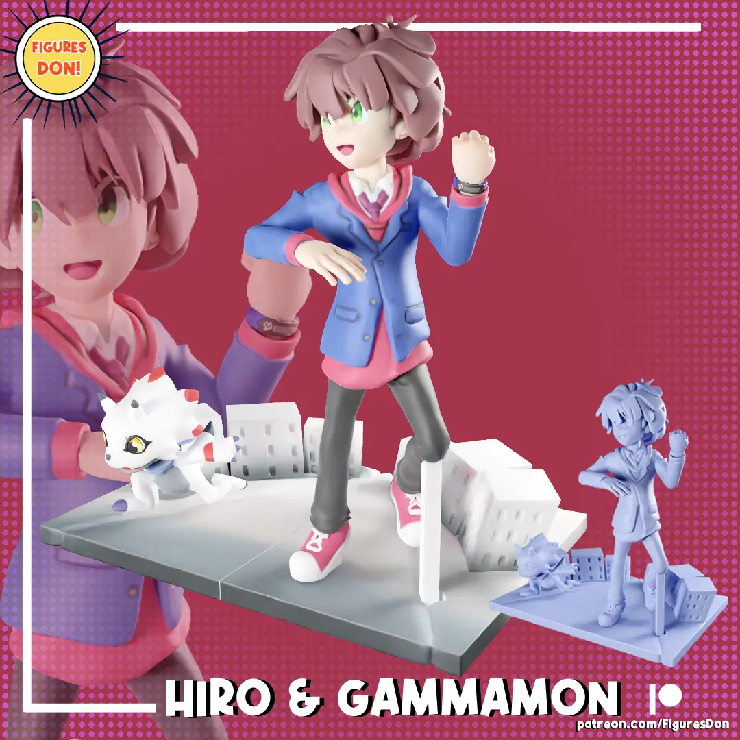 Hiro & Gammamon - Digimon Ghost Game | 3D models download | Creality Cloud