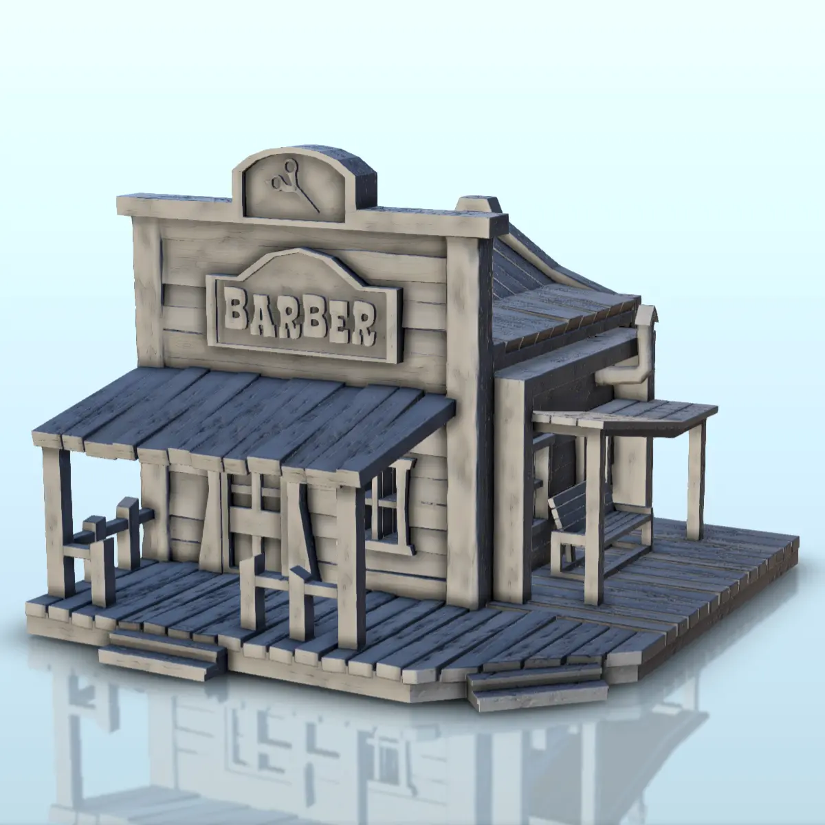 Other STL Download - Western barber shop with canopy and bench (10 ...
