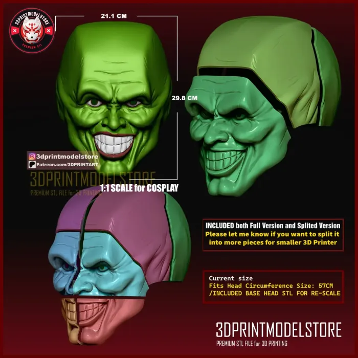 Cosplay STL Download - The Mask Mask Cosplay - Halloween - Comic ...