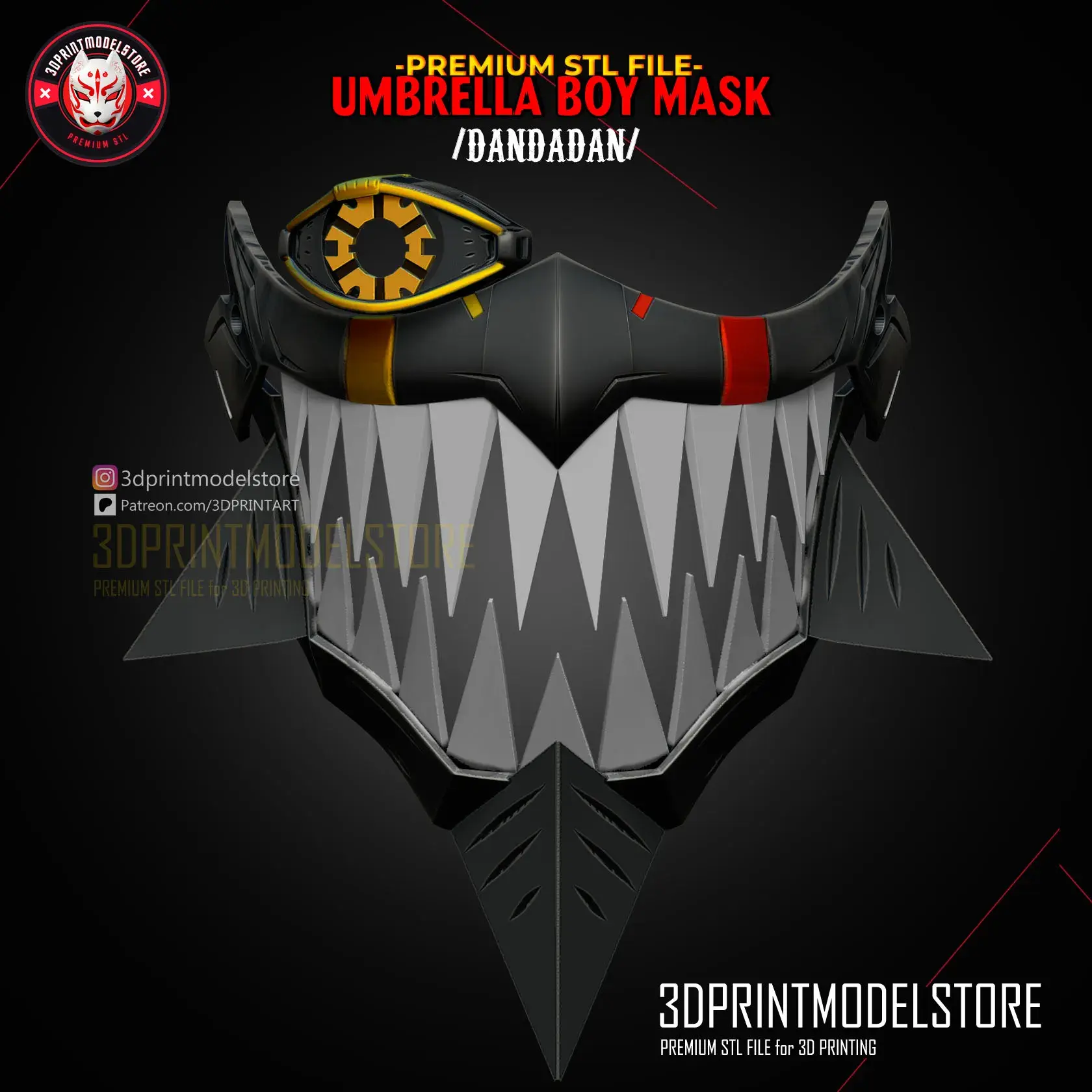 Cosplay STL Download - Dandadan Umbrella Boy Cosplay Half Mask Okarun ...