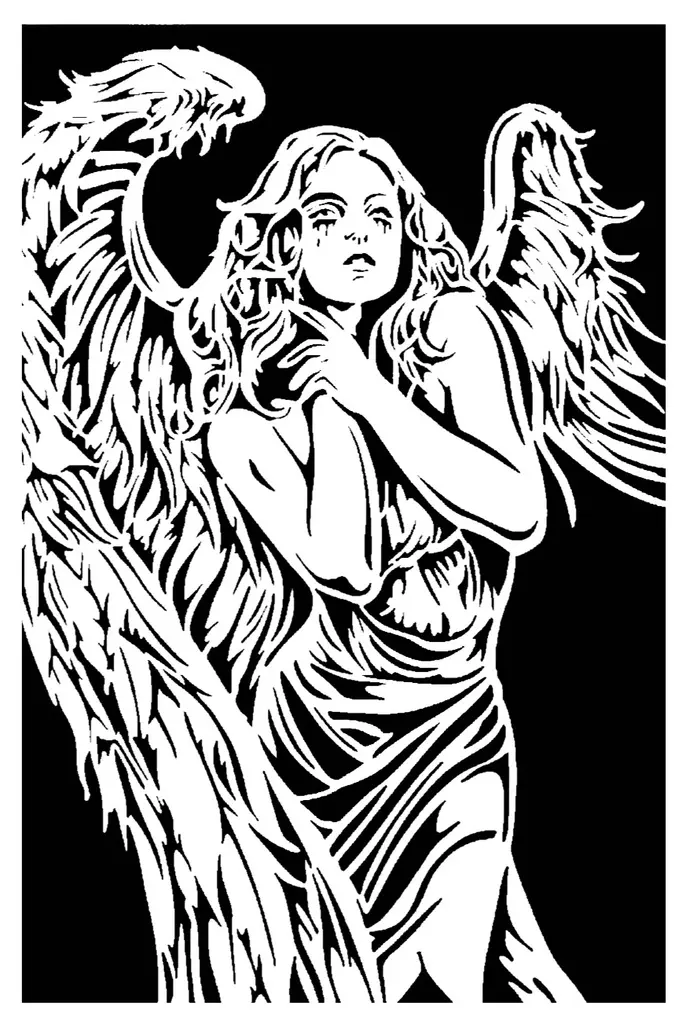 Free Home Decorations & Ornaments STL Download - Angel girl stencil 7by ...