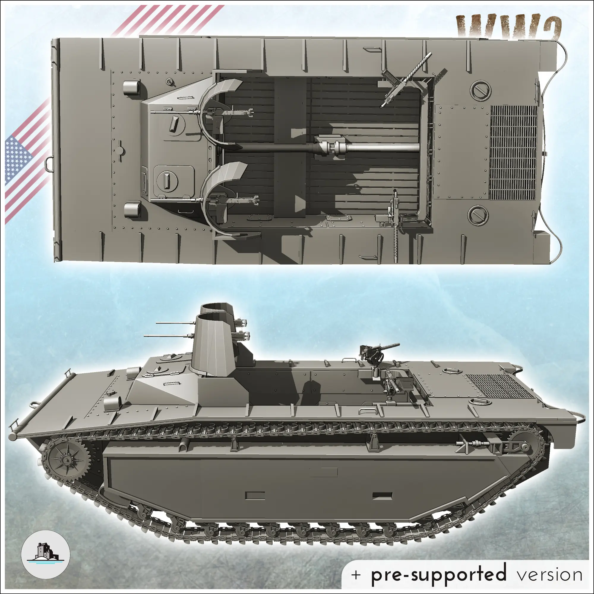 Other STL Download - LVT-2A Buffalo II american amphibious landing ...