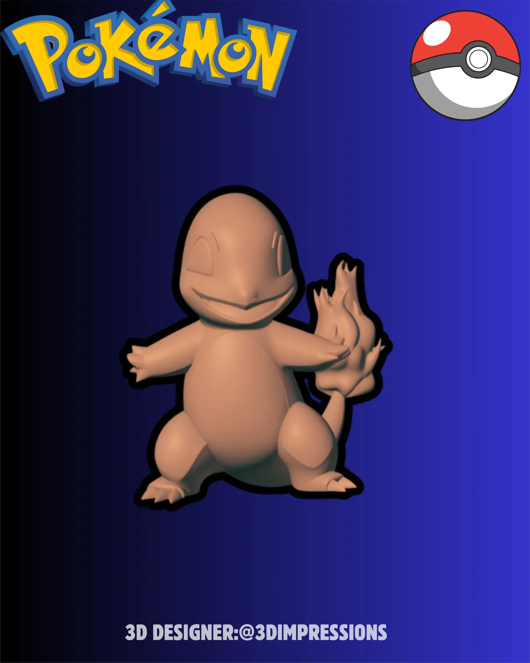Characters & Creatures STL Download - Charmander Pokemonby 3DImpresions