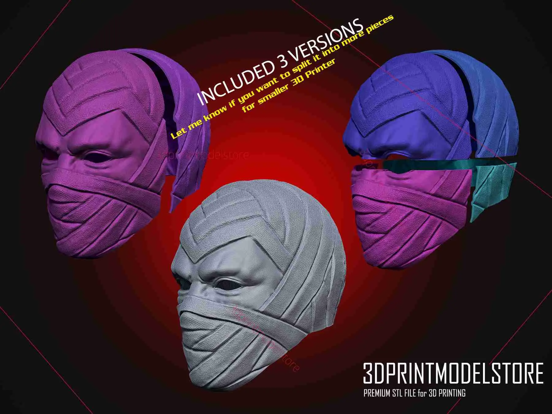 Cosplay STL Download - Moon Knight Mask - Marvel Comic Cosplay ...