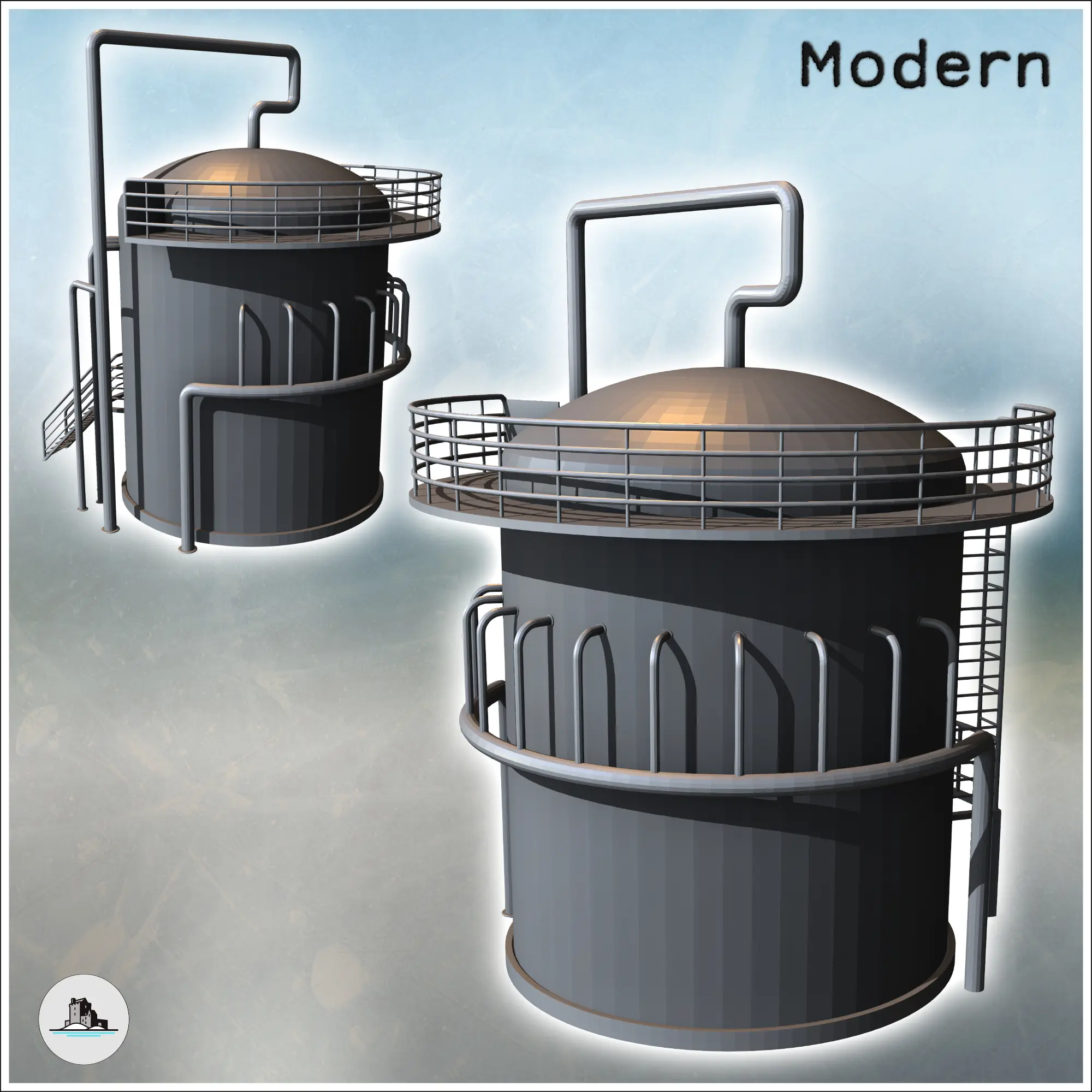 Industrial Design & Prototypes STL Download - Round industrial tank ...