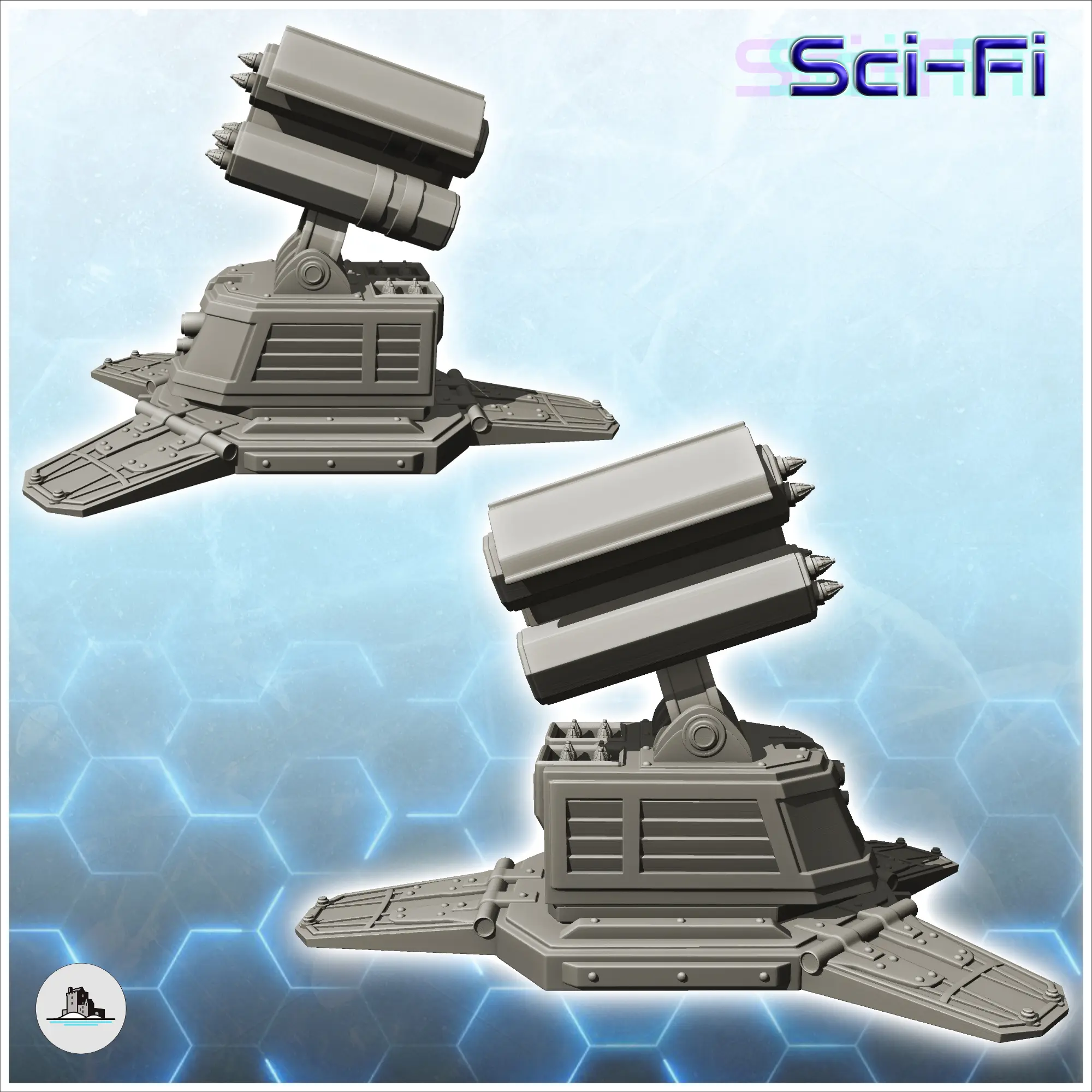 Rocket turret with four quadruple baskets (5) - miniatures w | 3D ...