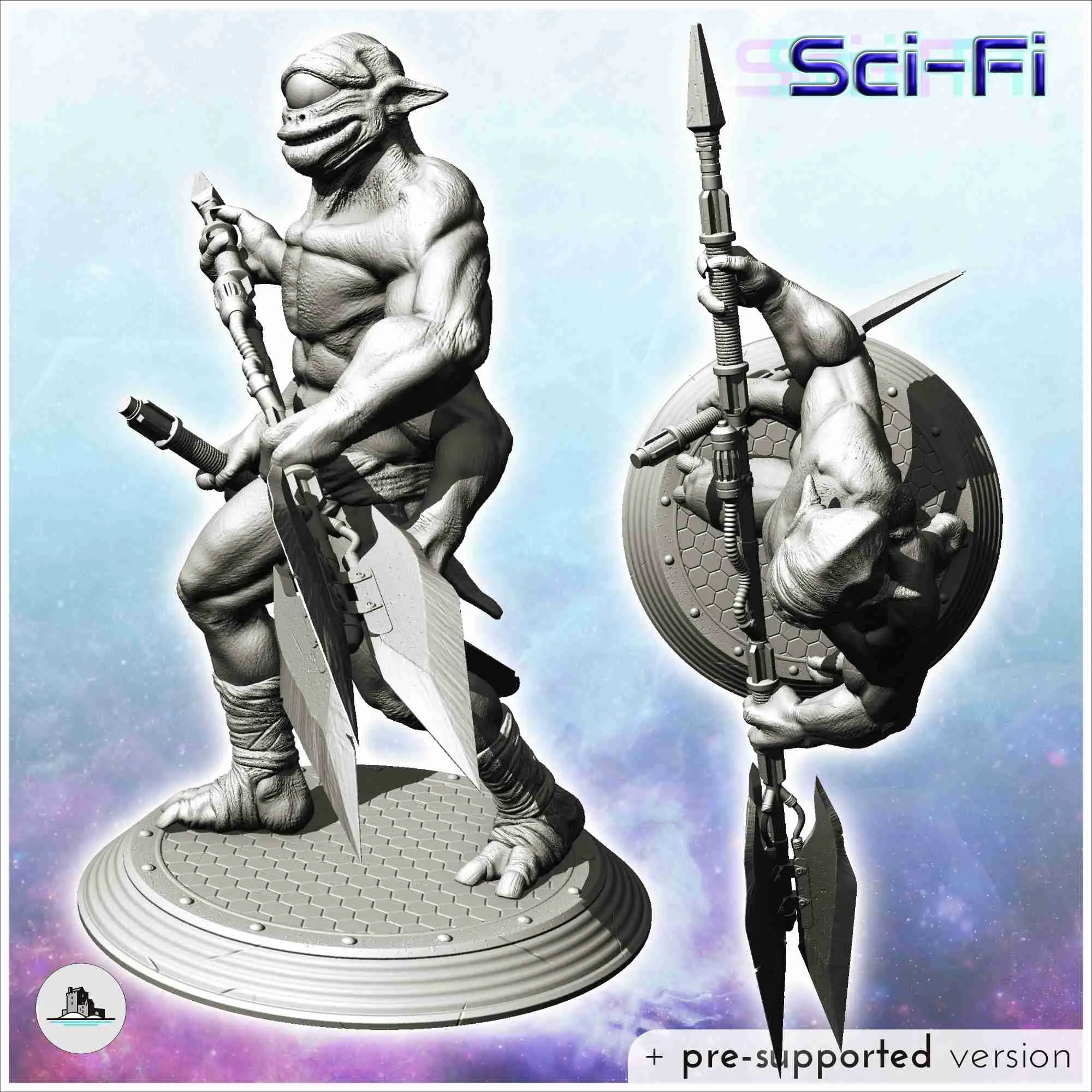 Four-armed alien cyclops with heavy spear (17) - science fic | 3D ...