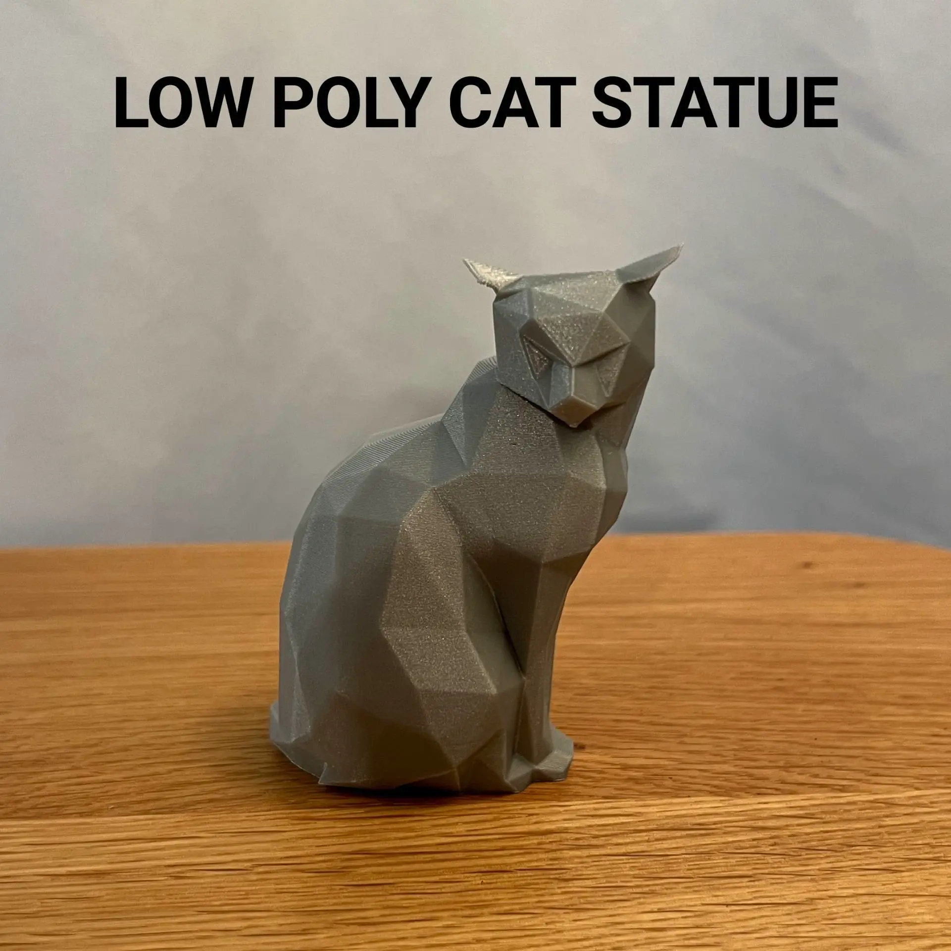 3D Printer Files | 3MF File | Cat Low Poly Statue | Creality Cloud