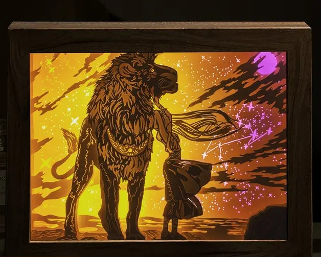 Sculptures & Artworks STL Download - 12 Zodiac Signs LEO shadow boxby ...