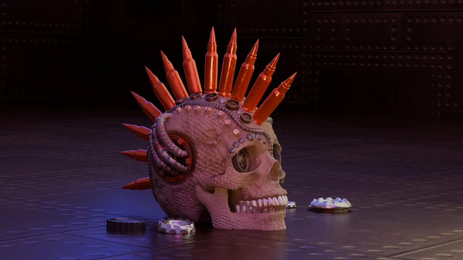 Sculptures & Artworks STL Download - Steampunk Bullet Mohawk skullby ...