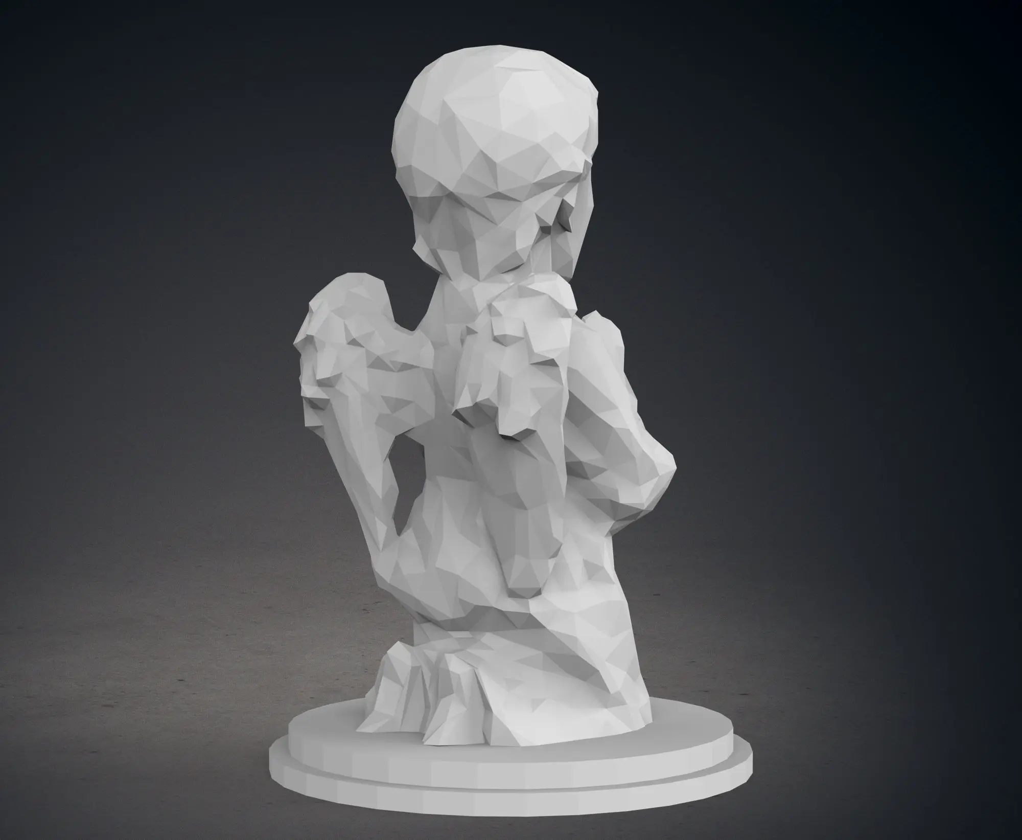 Sculptures & Artworks STL Download - Low Poly Praying Angelby César_Cruz