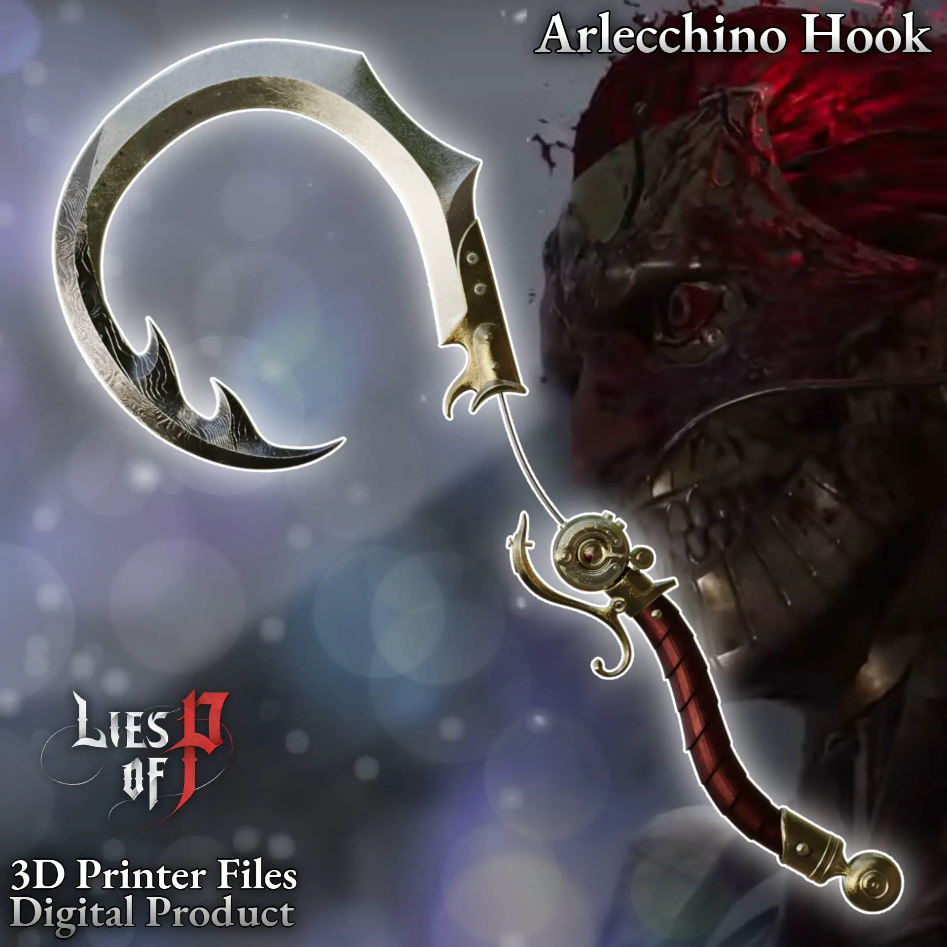 Cosplay STL Download - Arlecchino Articulated Cosplay Hook Lies of P ...