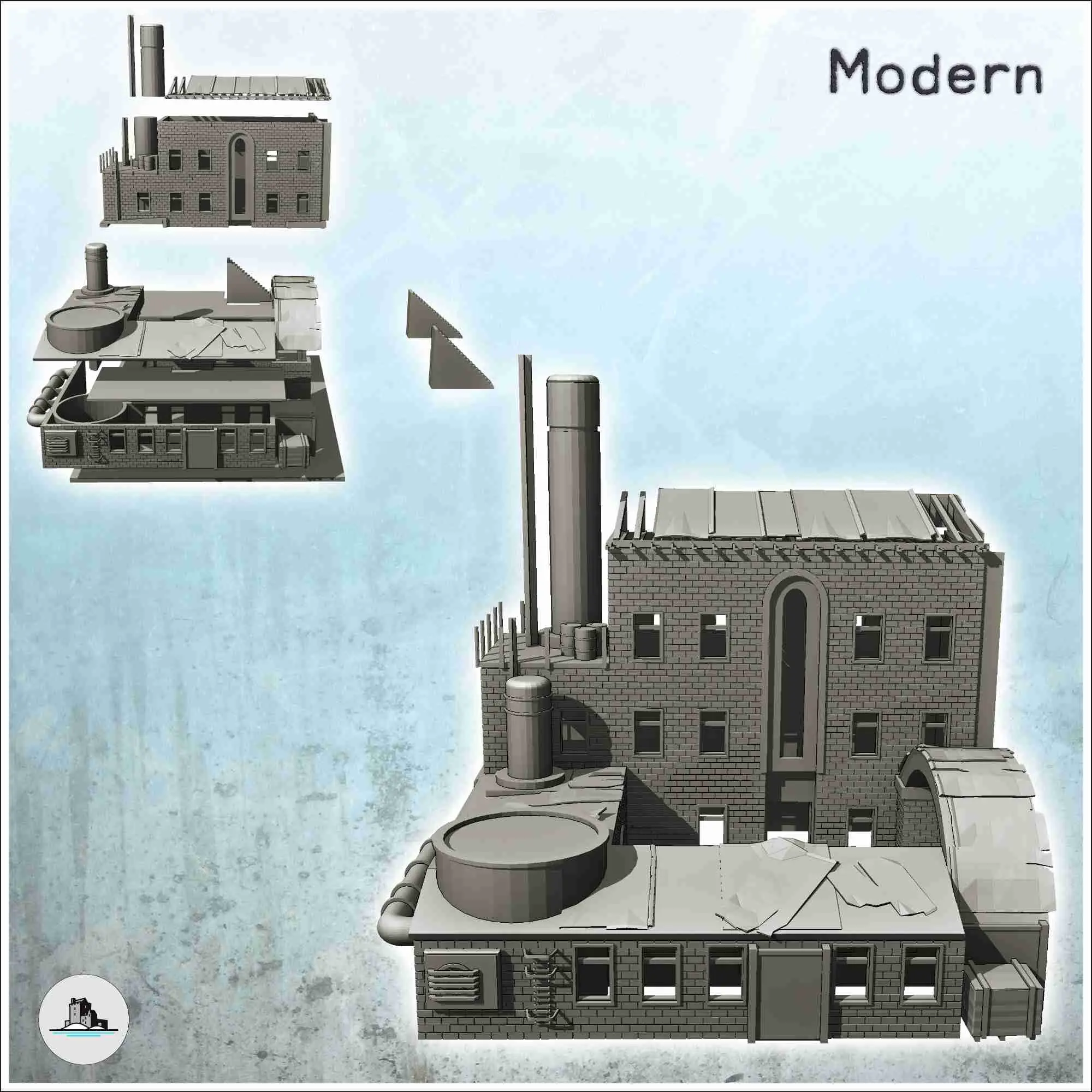 Industrial Design & Prototypes STL Download - Modern brick factory with ...