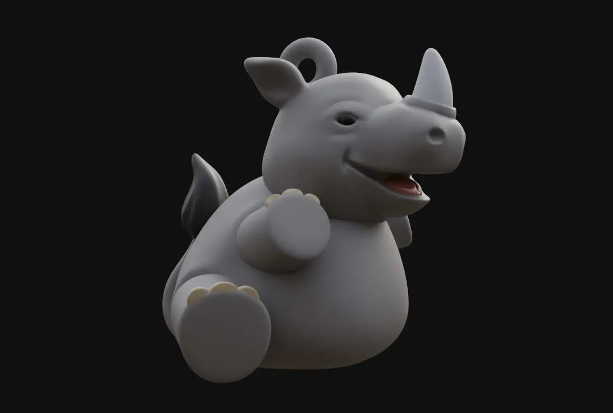 Characters & Creatures STL Download - Chibi Rhinoceros Keychain ...