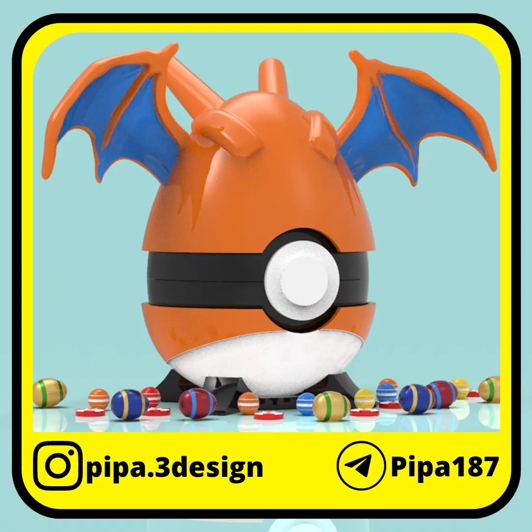 Other STL Download - STORAGE CONTAINER - POKEBALLS CHARIZARD EASTER ...