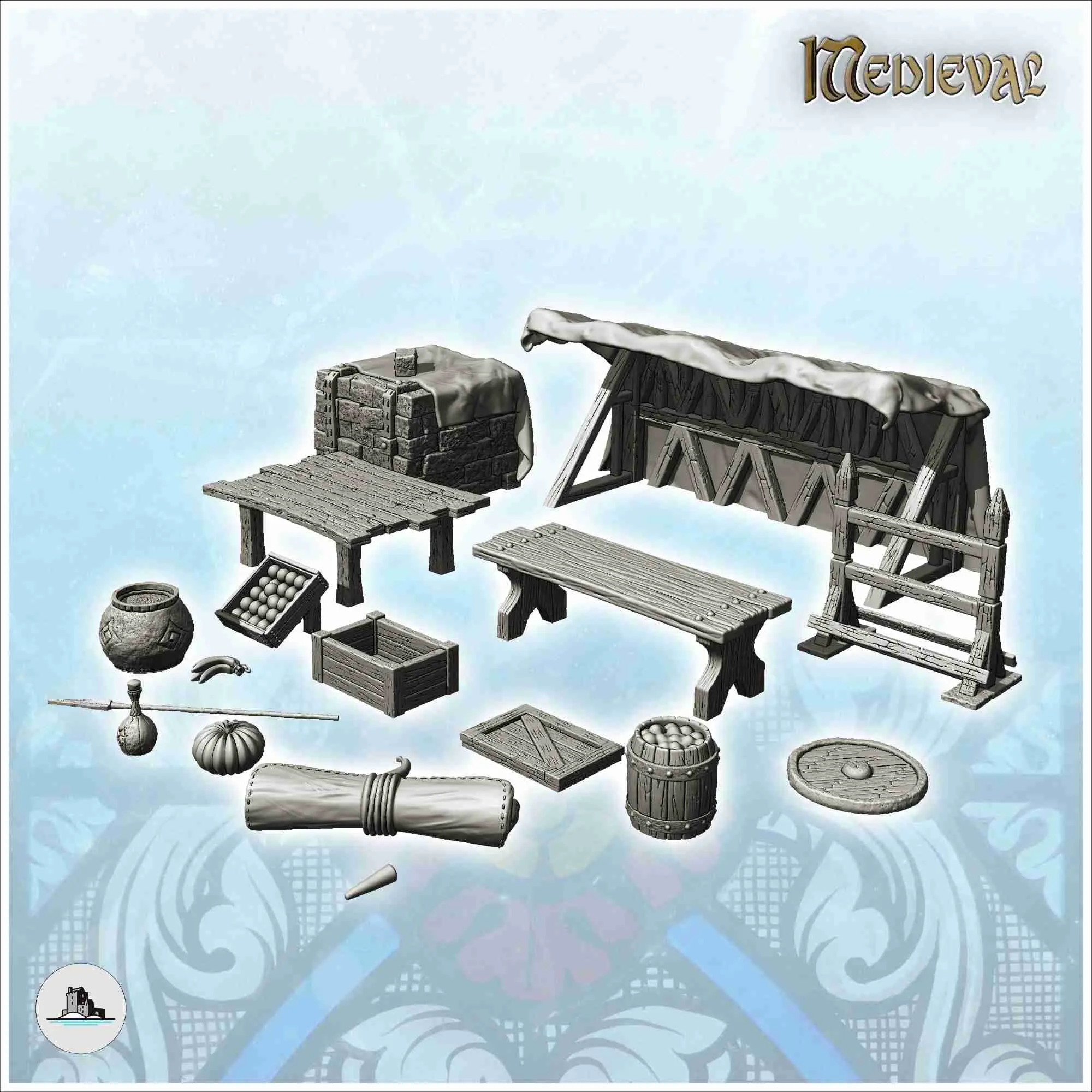 Other STL Download - Traveling merchant accessory set with tent and ...