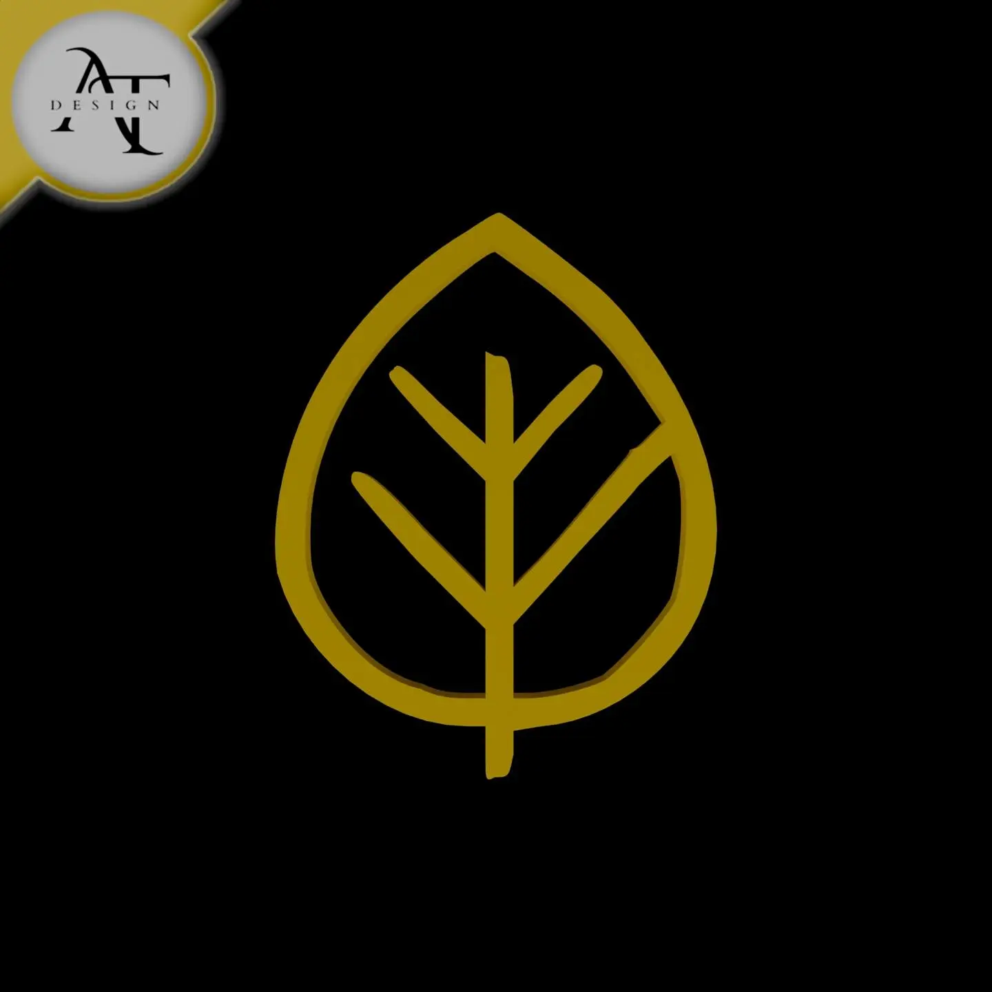 gratuita Digital Art STL Descarga - Simple Leaf Symbol - 2D Art - AT Design