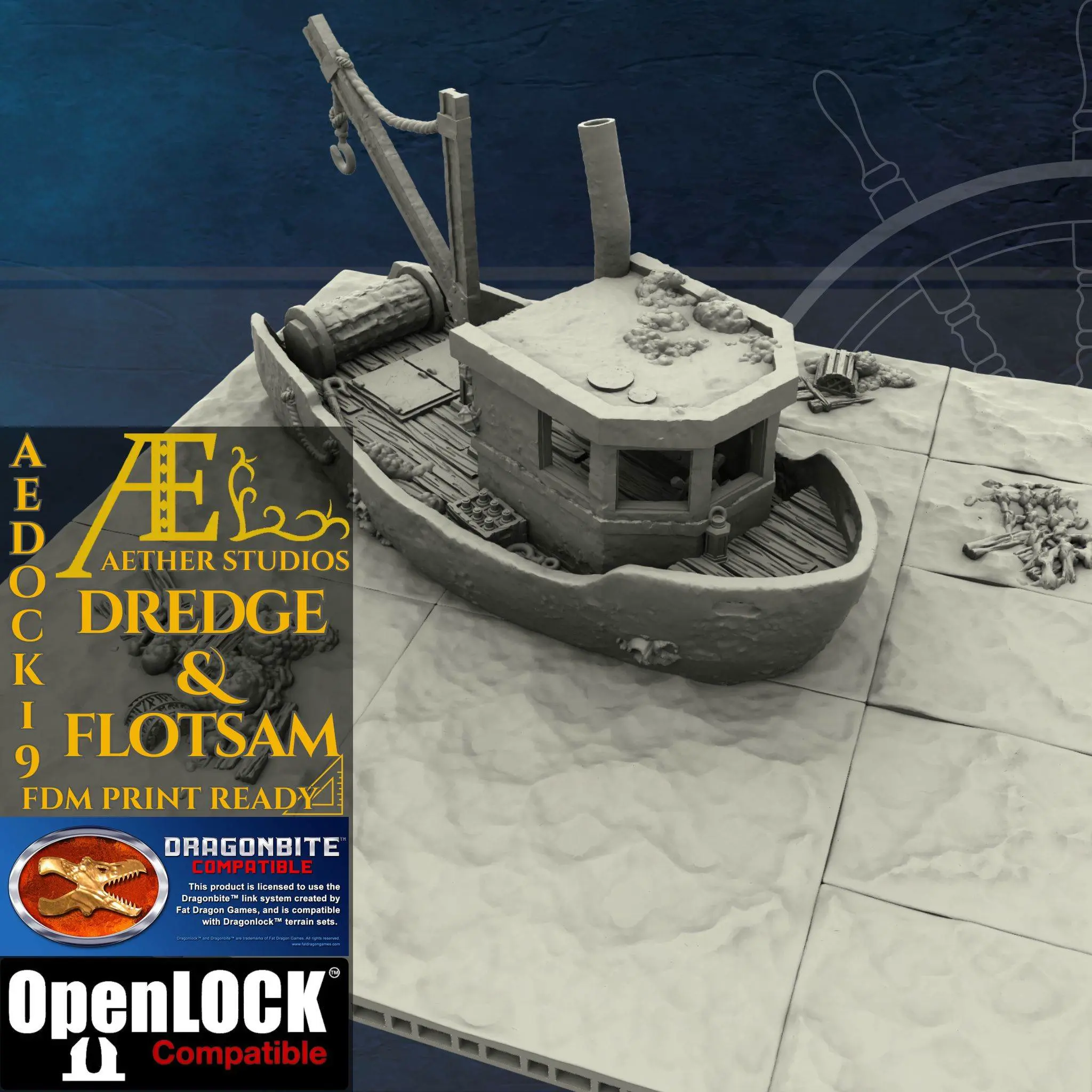 Props & Terrain STL Download - AEDOCK19 - Dredge & Flotsamby Aether Studios