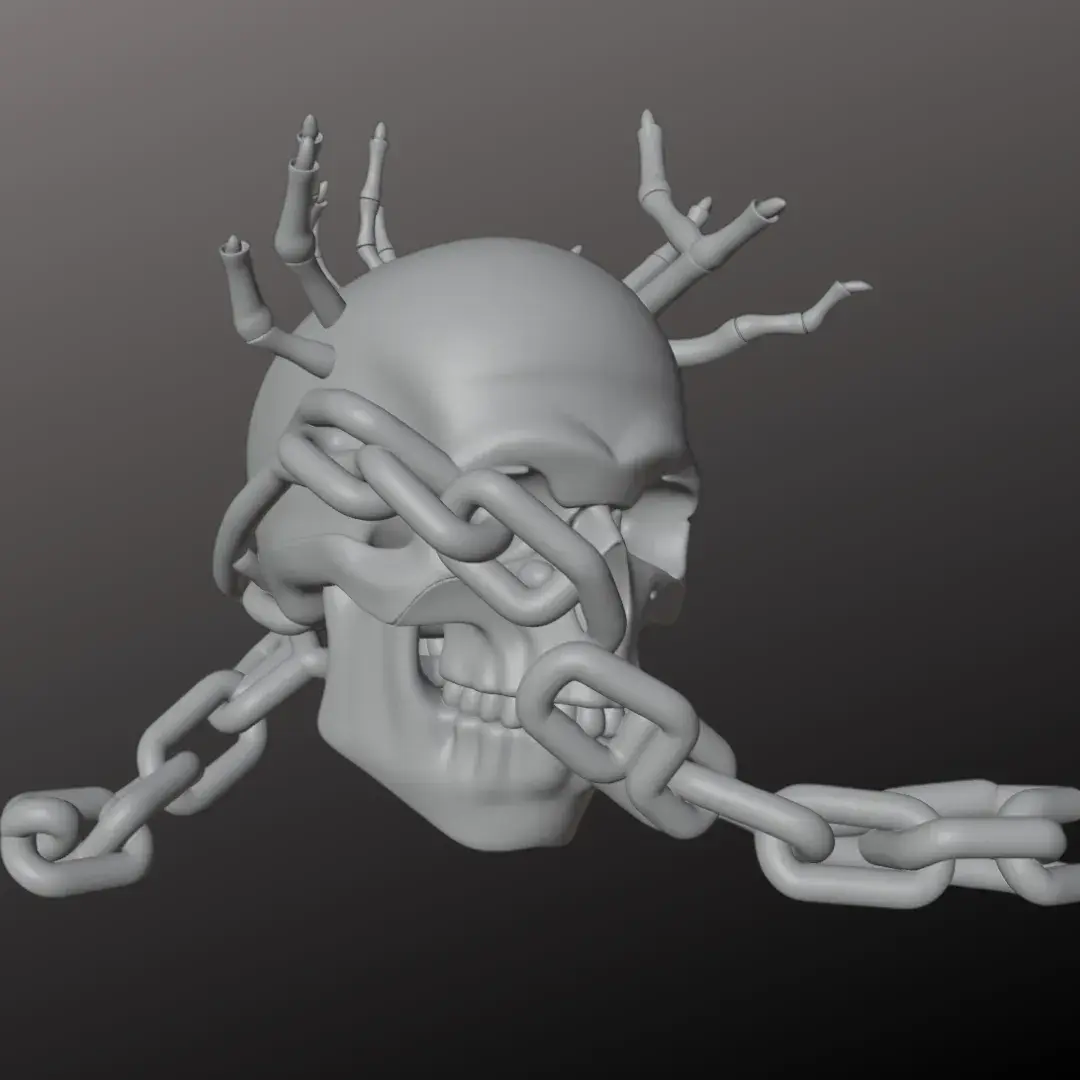 Other STL Download - Spiked Skull with Chains – 3D Printable Horror STL ...