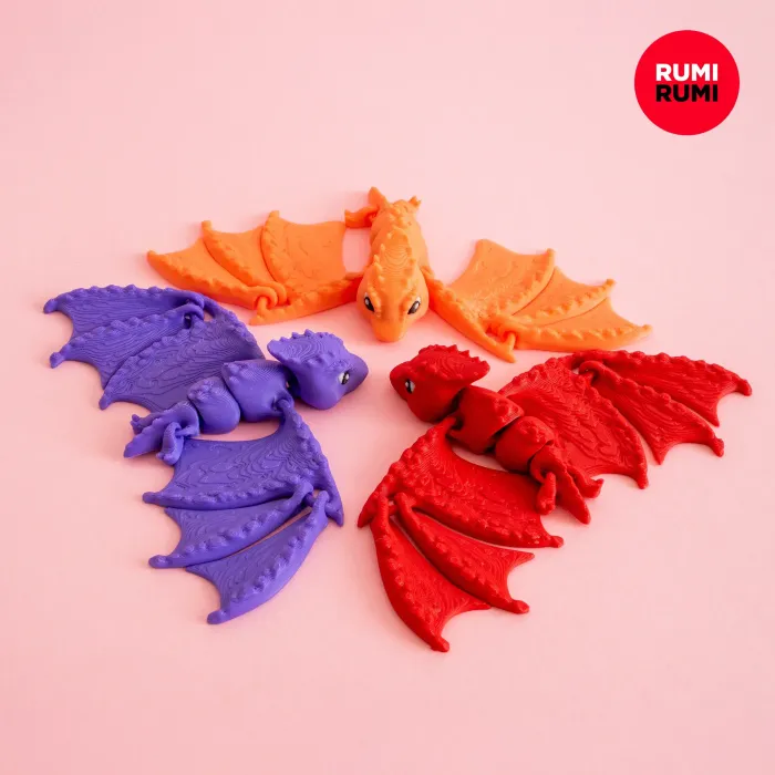 Game Props STL Download - Flexi Articulated Baby Dragonby RumiRumi