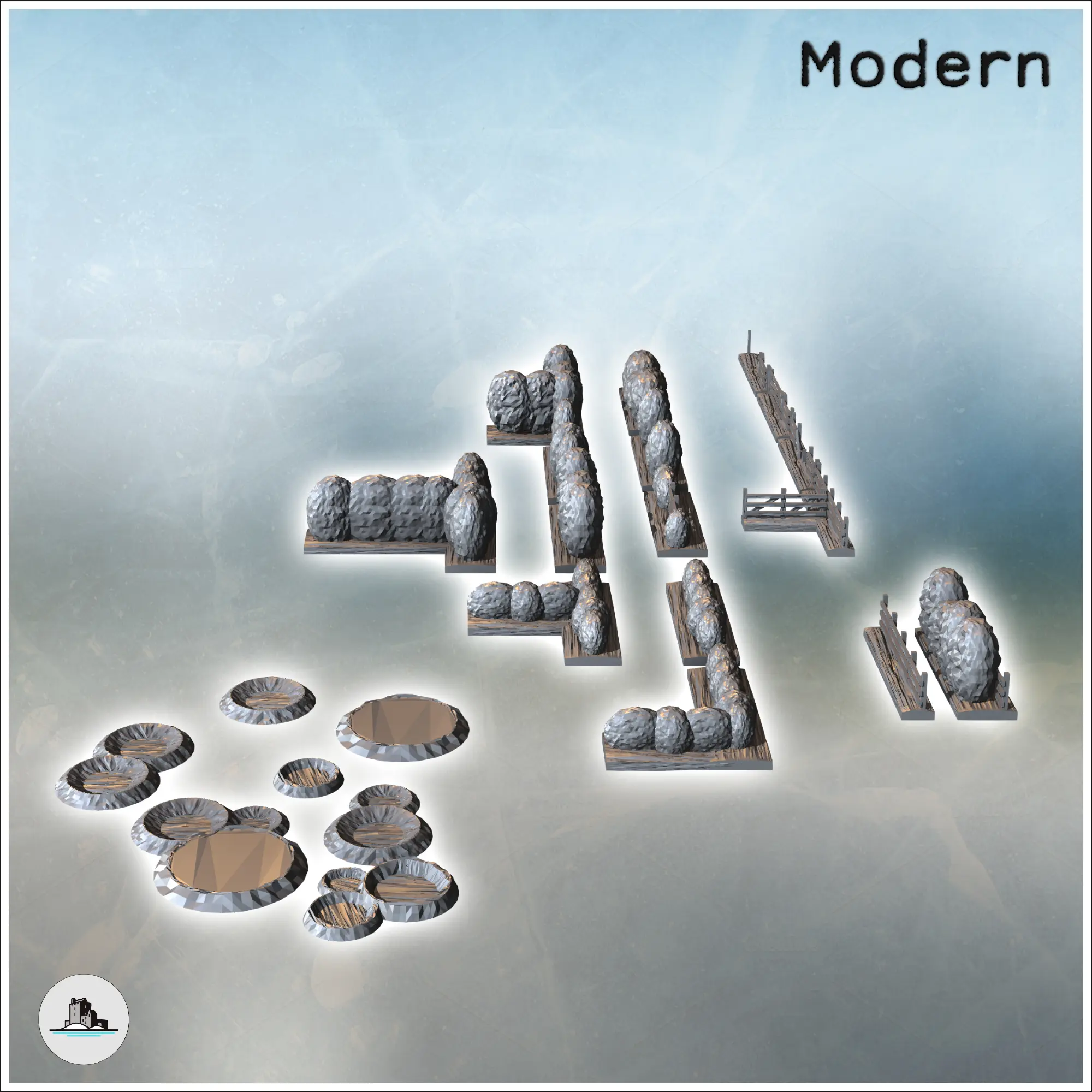 Props & Terrain STL Download - Set of natural scenery with bushes ...