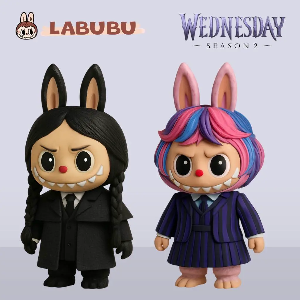 Sculptures & Artworks STL Download - Labubu Wednesday and Enidby NicoToons