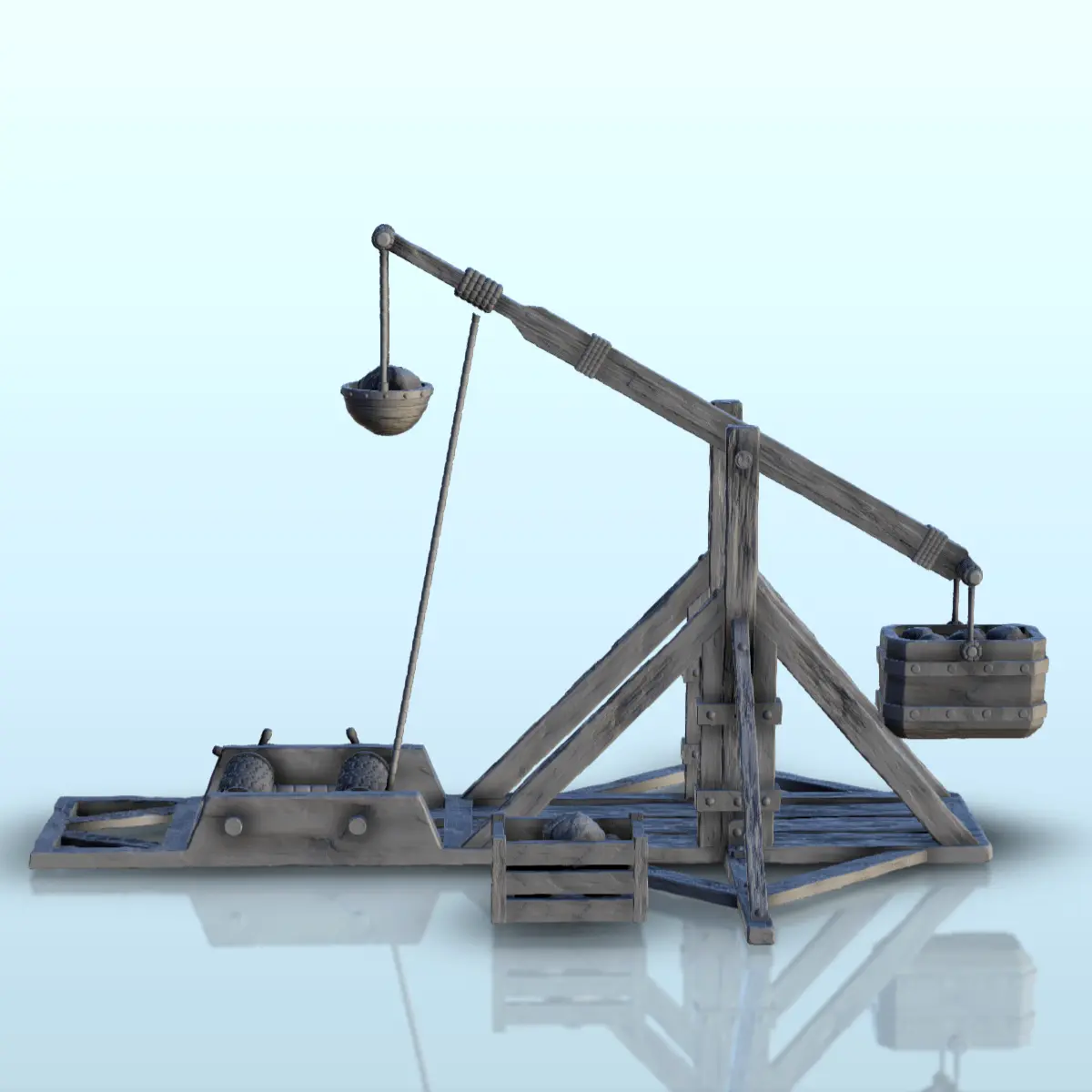 Other STL Download - Medieval trebuchet with stones and counterweights ...