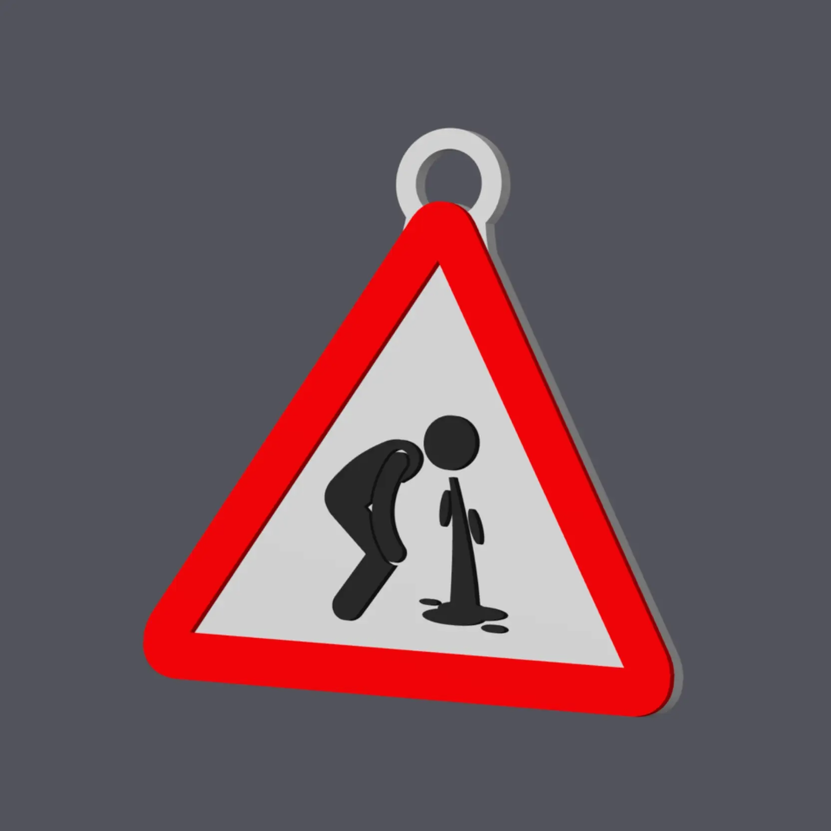 3D Printer Files | 3MF File | Vomit Warning - Traffic Sign - Keychain ...