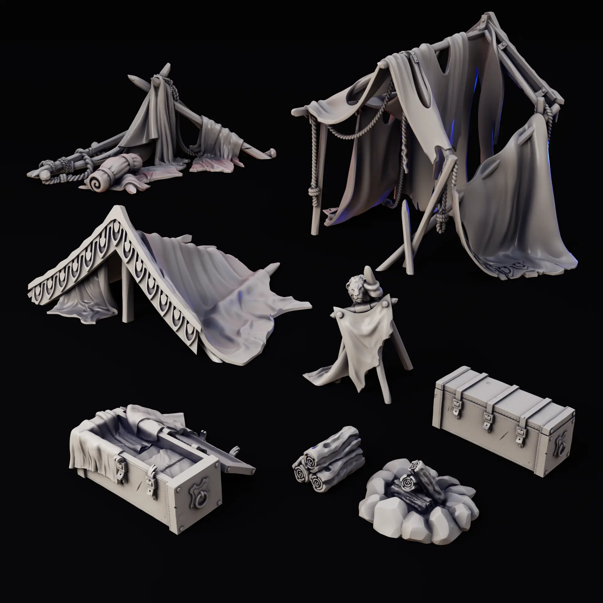 Other STL Download - Destroyed Camp | TTRPG Scater Scenery For Tabletop ...