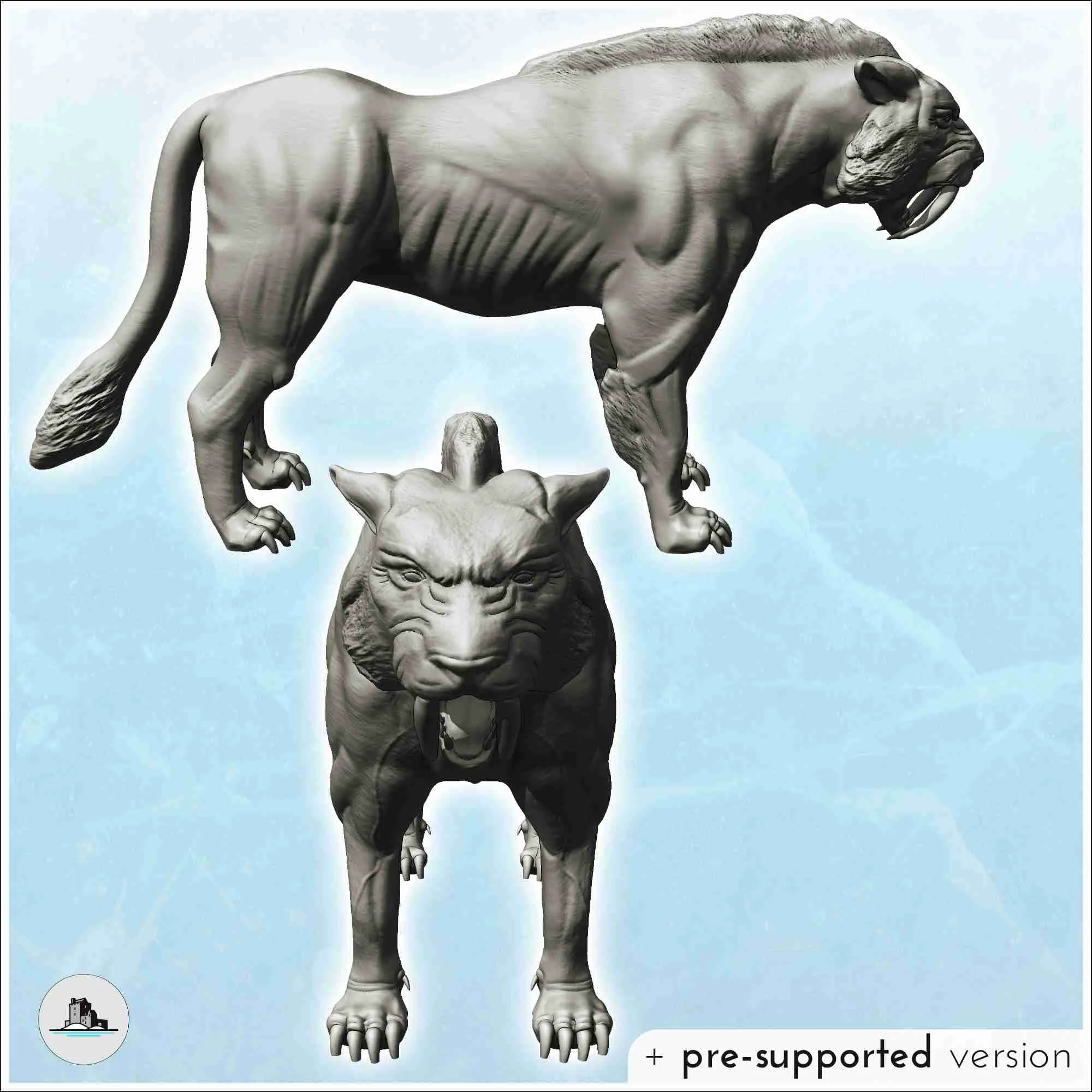 Characters & Creatures STL Descarga - Tigre dientes de sable con melena ...