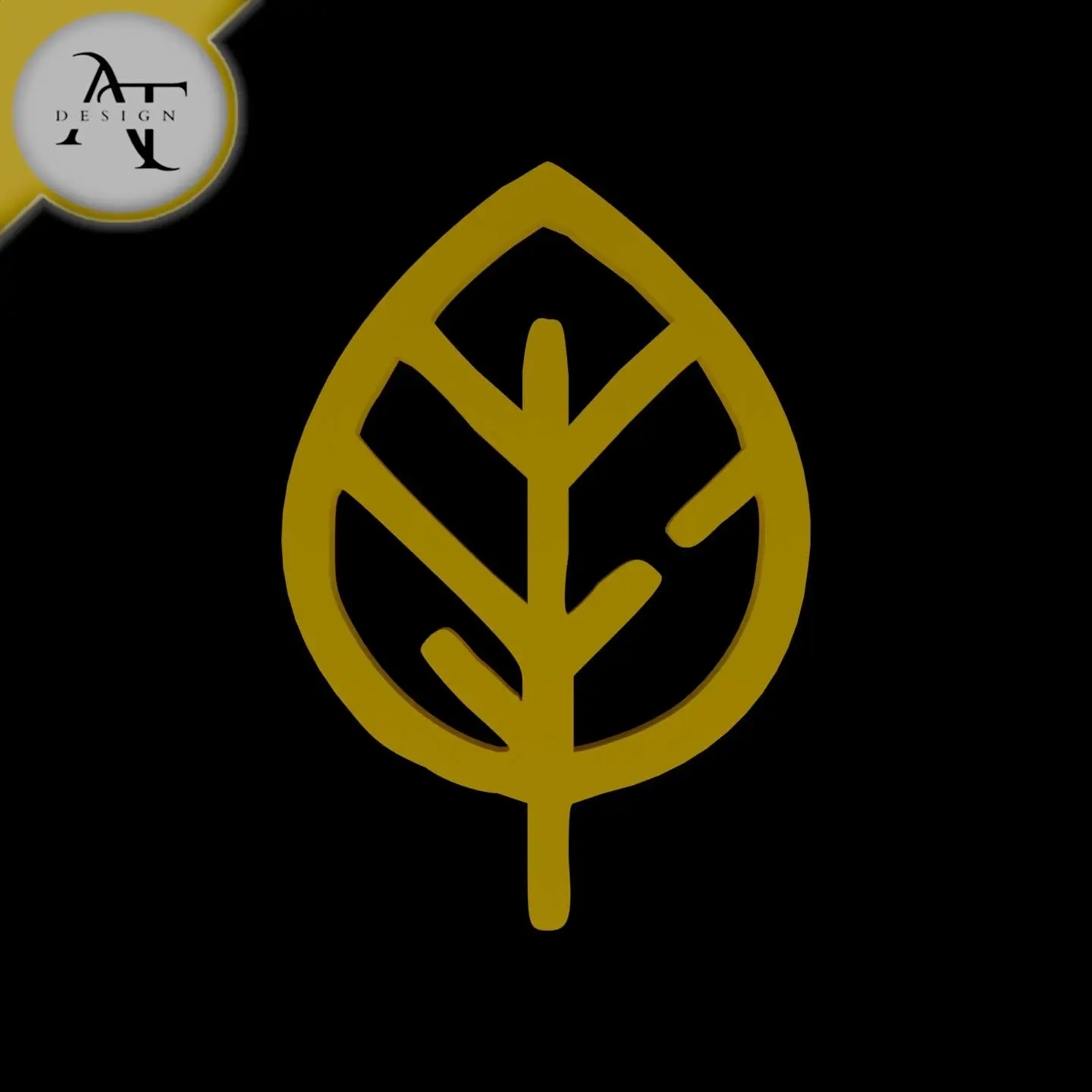 Free Digital Art STL Download - Simple Leaf Symbol - 2D Artby AT Design