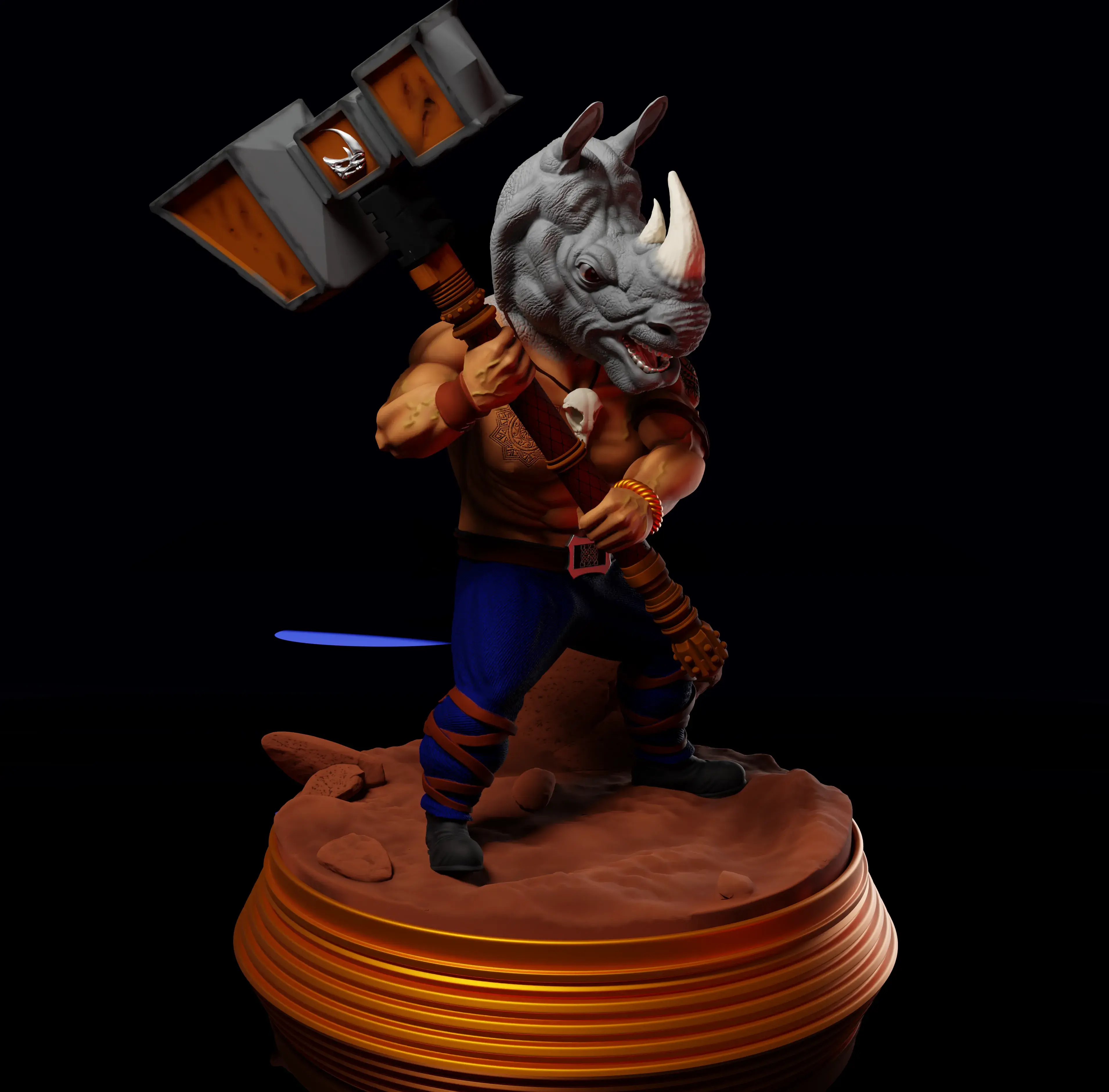 Other STL Download - Mour The Rhino Warrior - tabletop miniby Castro 3D